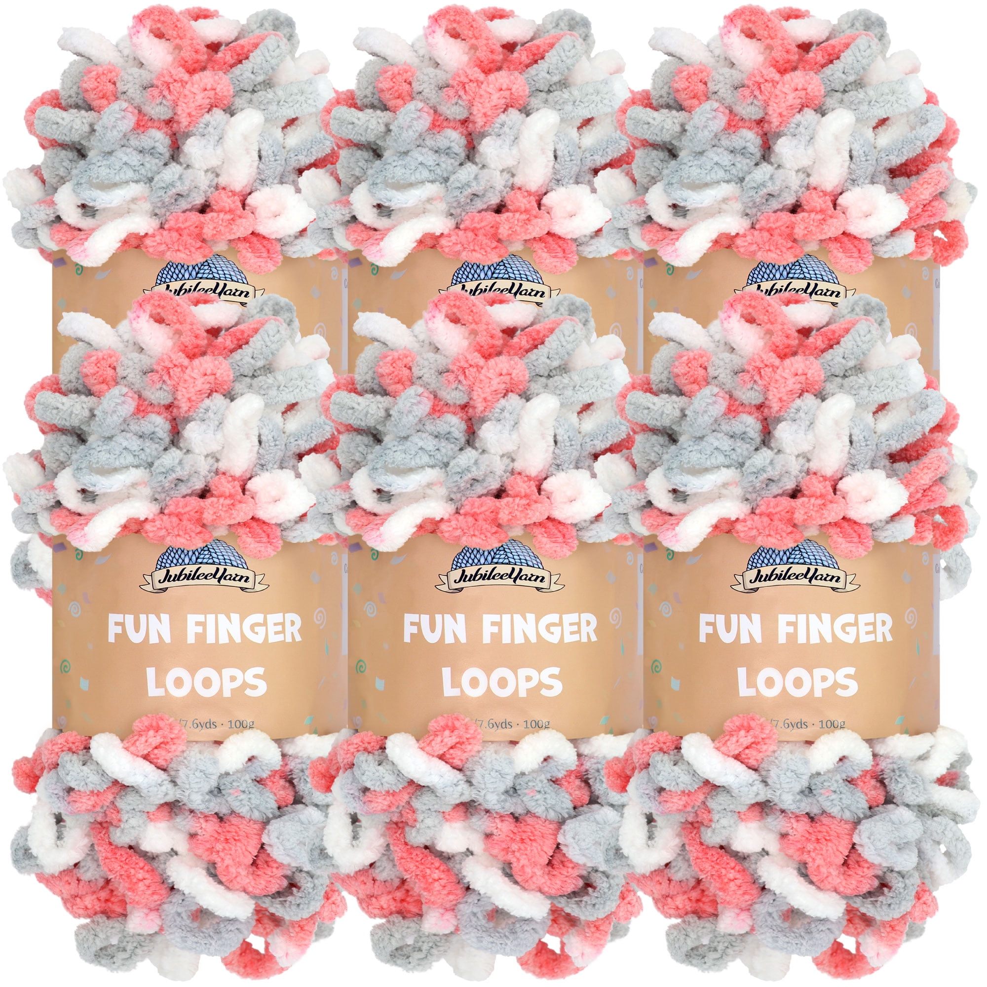 JubileeYarn Fun Finger Loops Yarn - Jumbo Polyester - 100g/Skein - Red ...