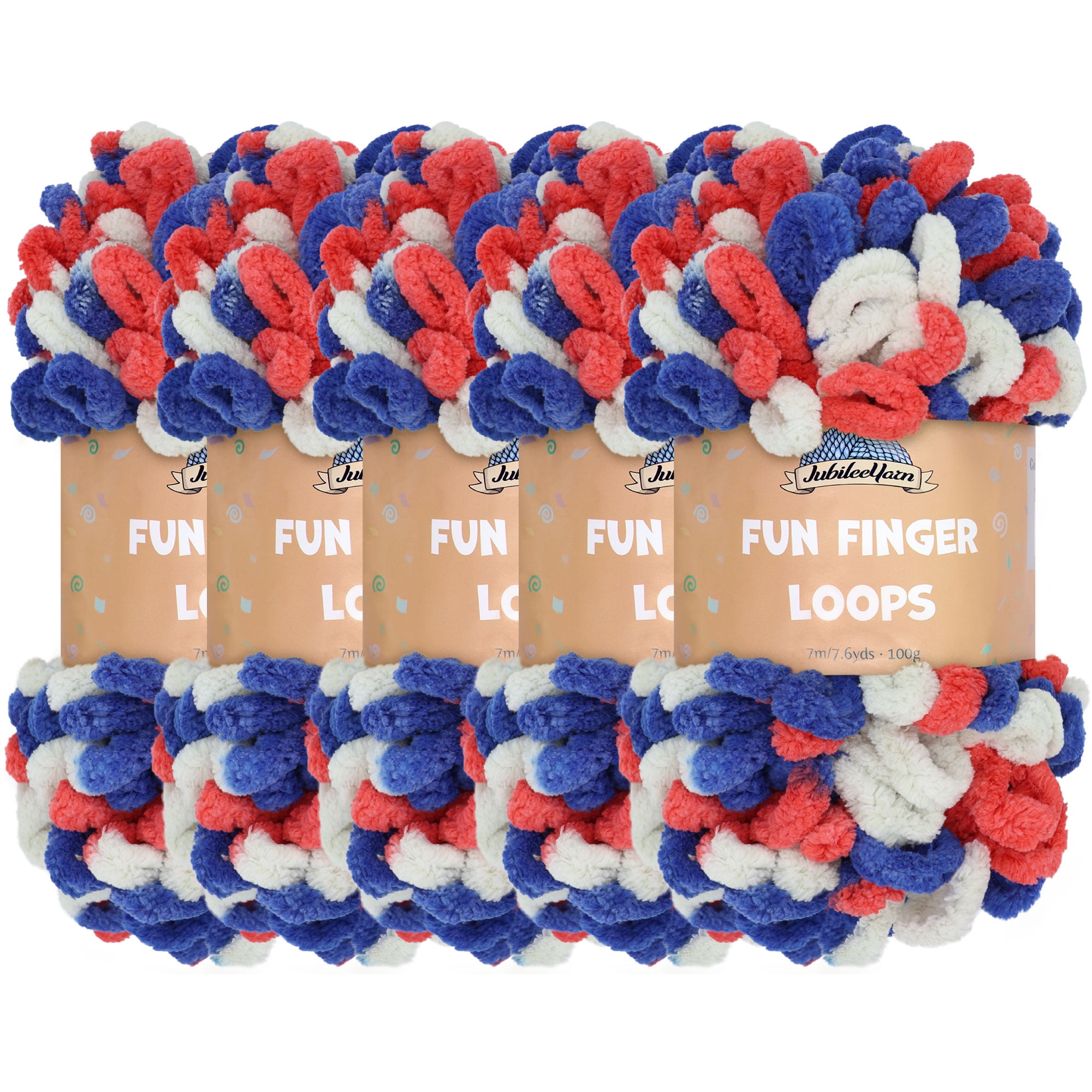 JubileeYarn Fun Finger Loops Yarn - Jumbo Polyester - 100g/Skein - Red ...