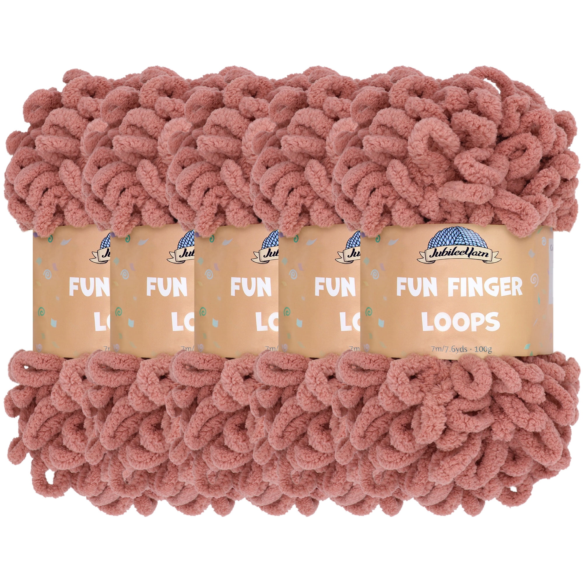 JubileeYarn Fun Finger Loops Yarn - Jumbo Polyester - 100g/Skein - Rose ...
