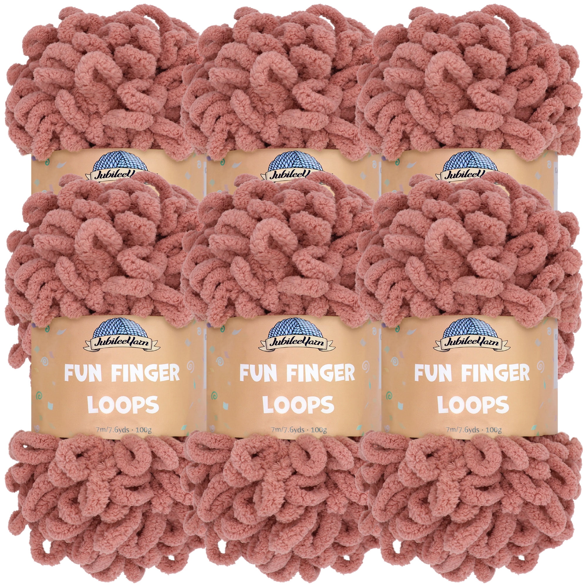 JubileeYarn Fun Finger Loops Yarn - Jumbo Polyester - 100g/Skein - Rose ...