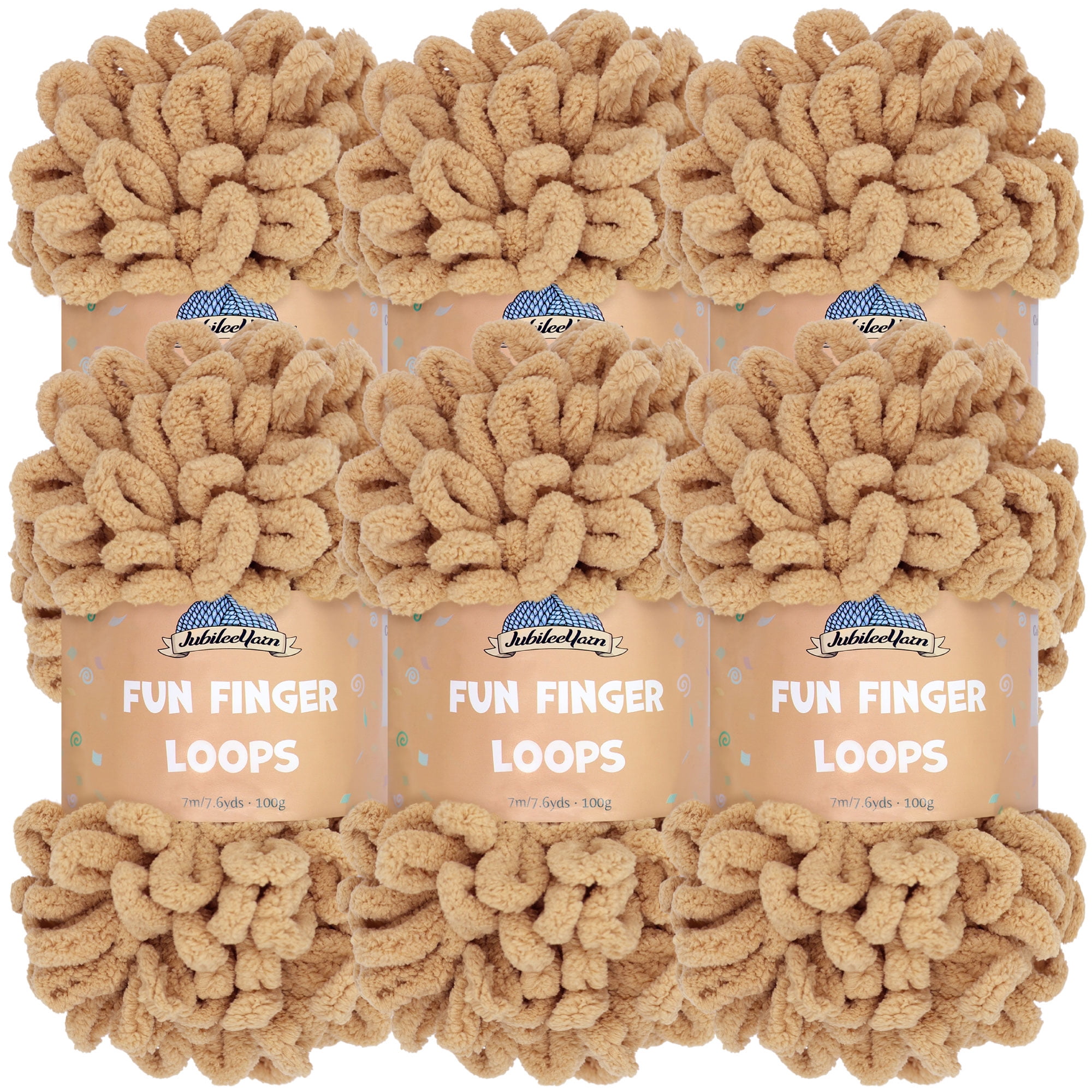 JubileeYarn Fun Finger Loops Yarn - Jumbo Polyester - 100g/Skein - Sand ...
