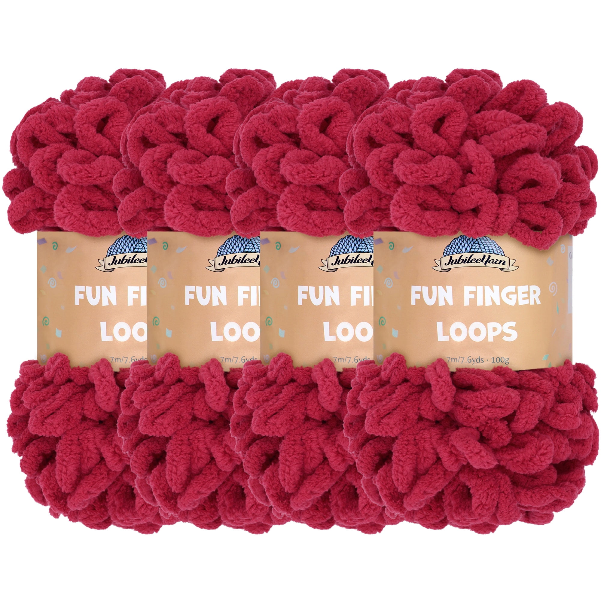 JubileeYarn Fun Finger Loops Yarn - Jumbo Polyester - 100g/Skein ...