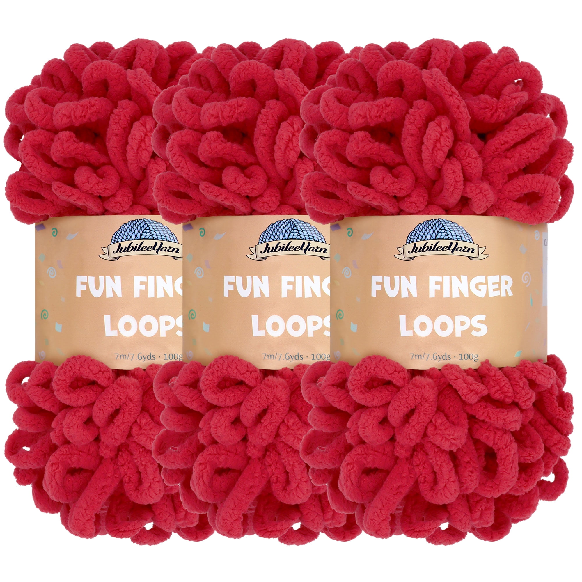 JubileeYarn Fun Finger Loops Yarn - Jumbo Polyester - 100g/Skein ...