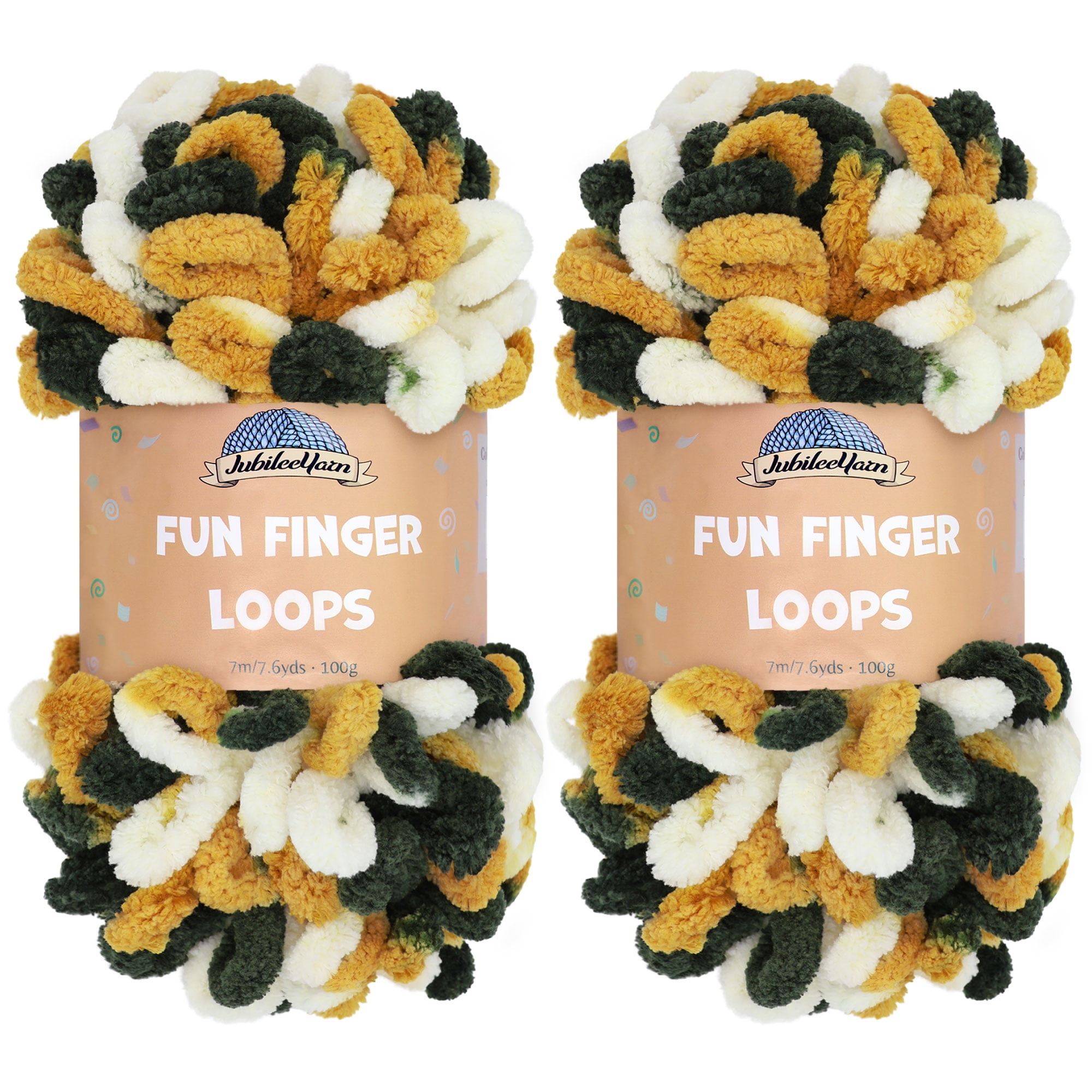 JubileeYarn Fun Finger Loops Yarn - Jumbo Polyester - Team Spirit Colors - 100g/Skein - Green ...