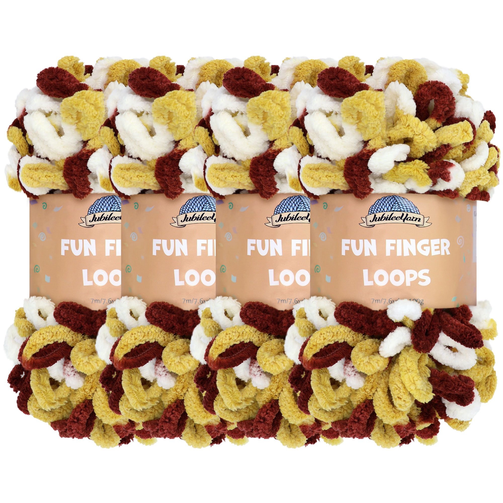 BambooMN Fun Finger Loops Yarn, Jumbo Polyester, Maroon Gold White ...