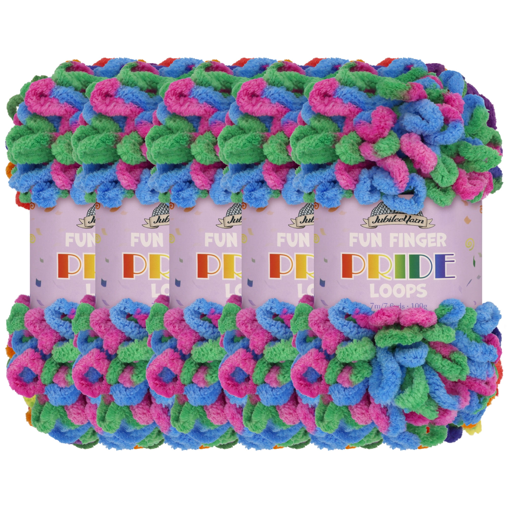 JubileeYarn Fun Finger Pride Loops Yarn - Jumbo Loop Yarn - 100g/Skein - Bowie - 5 Skeins ...
