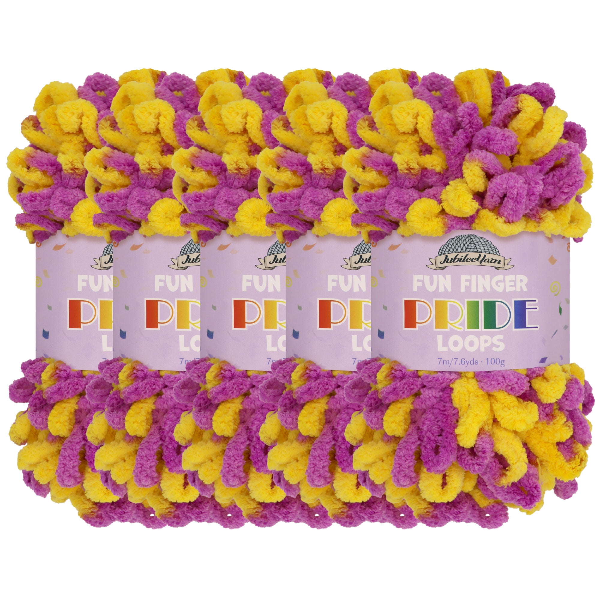 JubileeYarn Fun Finger Pride Loops Yarn - Jumbo Loop Yarn - 100g/Skein - Dürrge - 5 Skeins ...