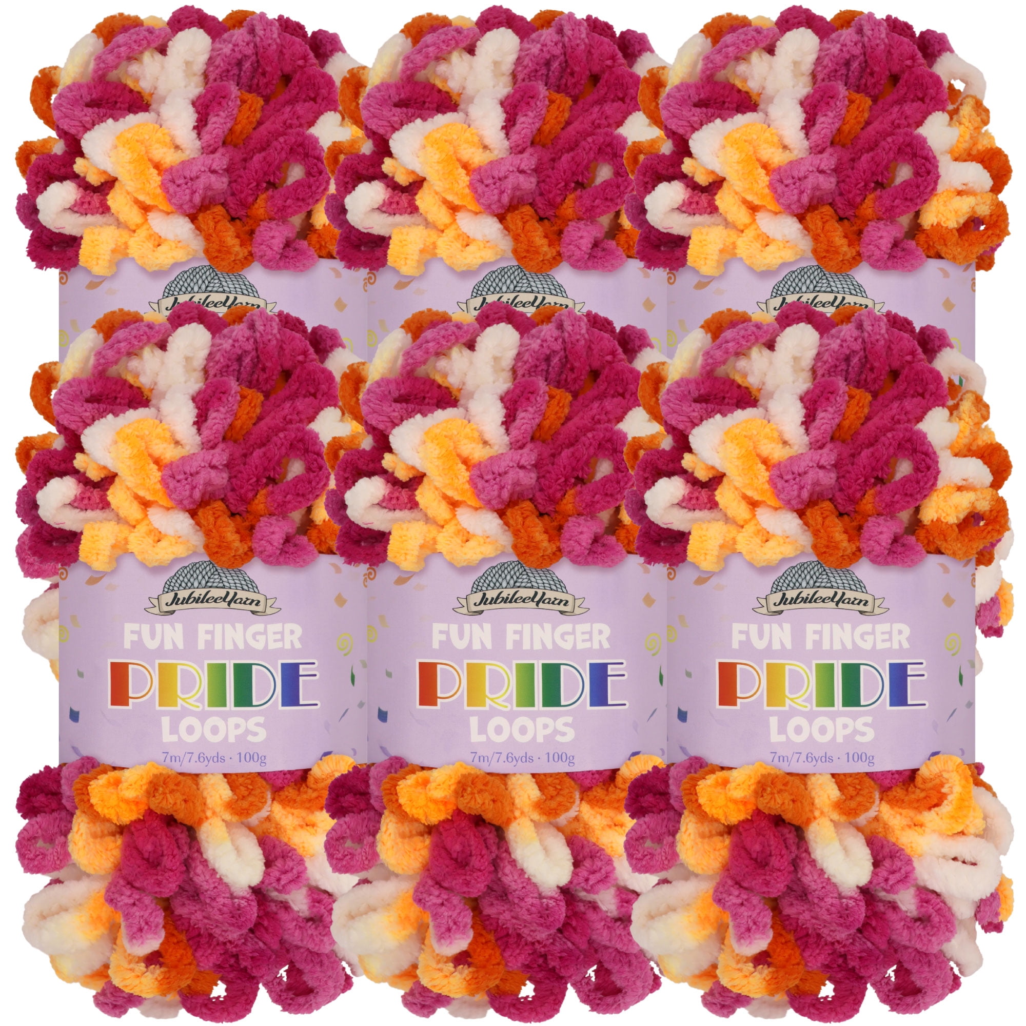 JubileeYarn Fun Finger Pride Loops Yarn - Jumbo Loop Yarn - 100g/Skein ...
