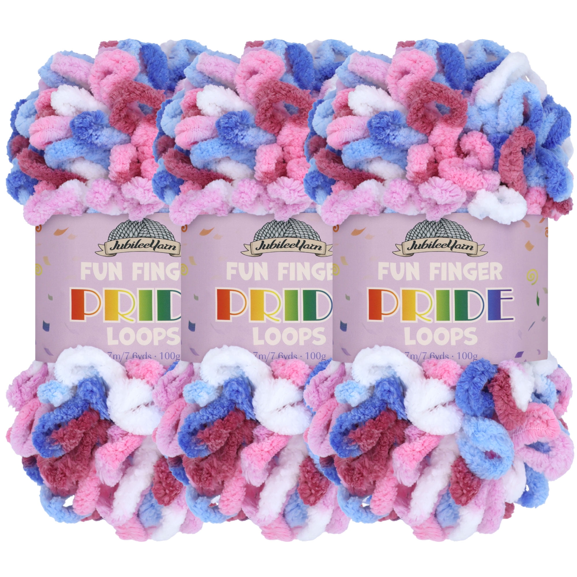JubileeYarn Fun Finger Pride Loops Yarn - Jumbo Loop Yarn - 100g/Skein ...