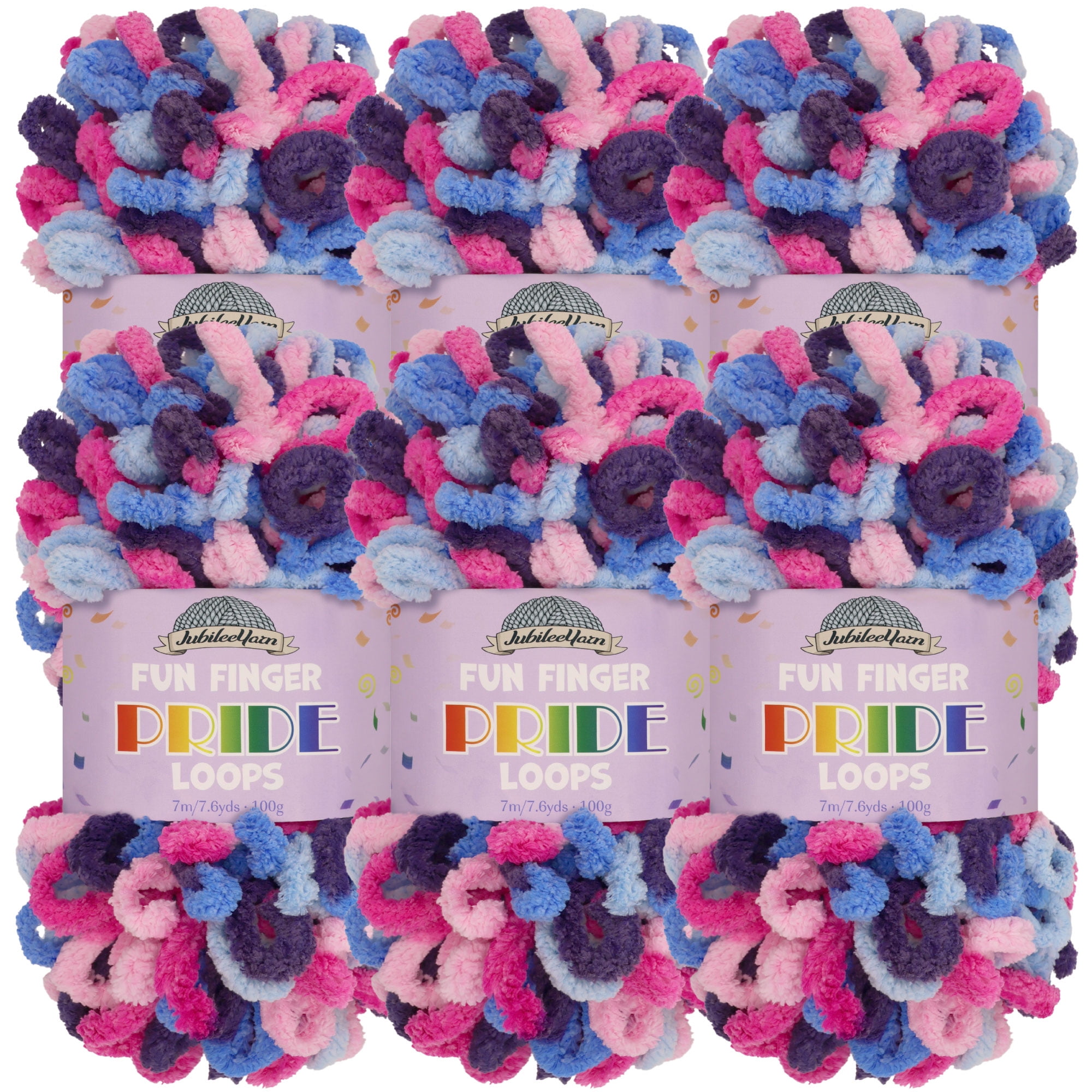 JubileeYarn Fun Finger Pride Loops Yarn - Jumbo Loop Yarn - 100g/Skein ...