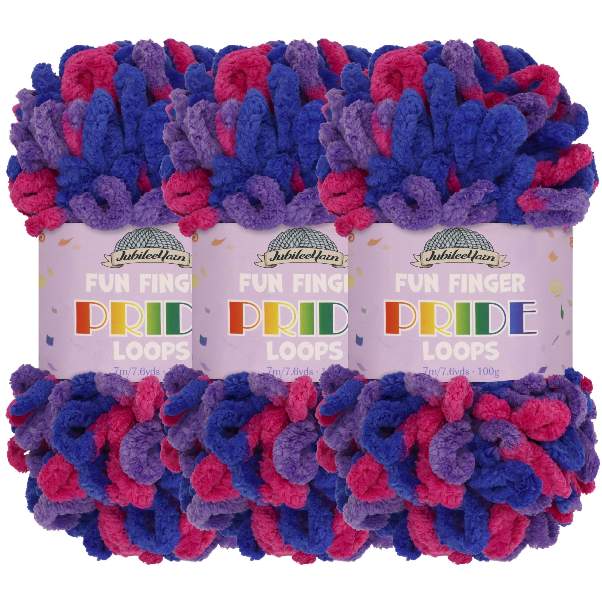 JubileeYarn Fun Finger Pride Loops Yarn - Jumbo Loop Yarn - 100g/Skein ...