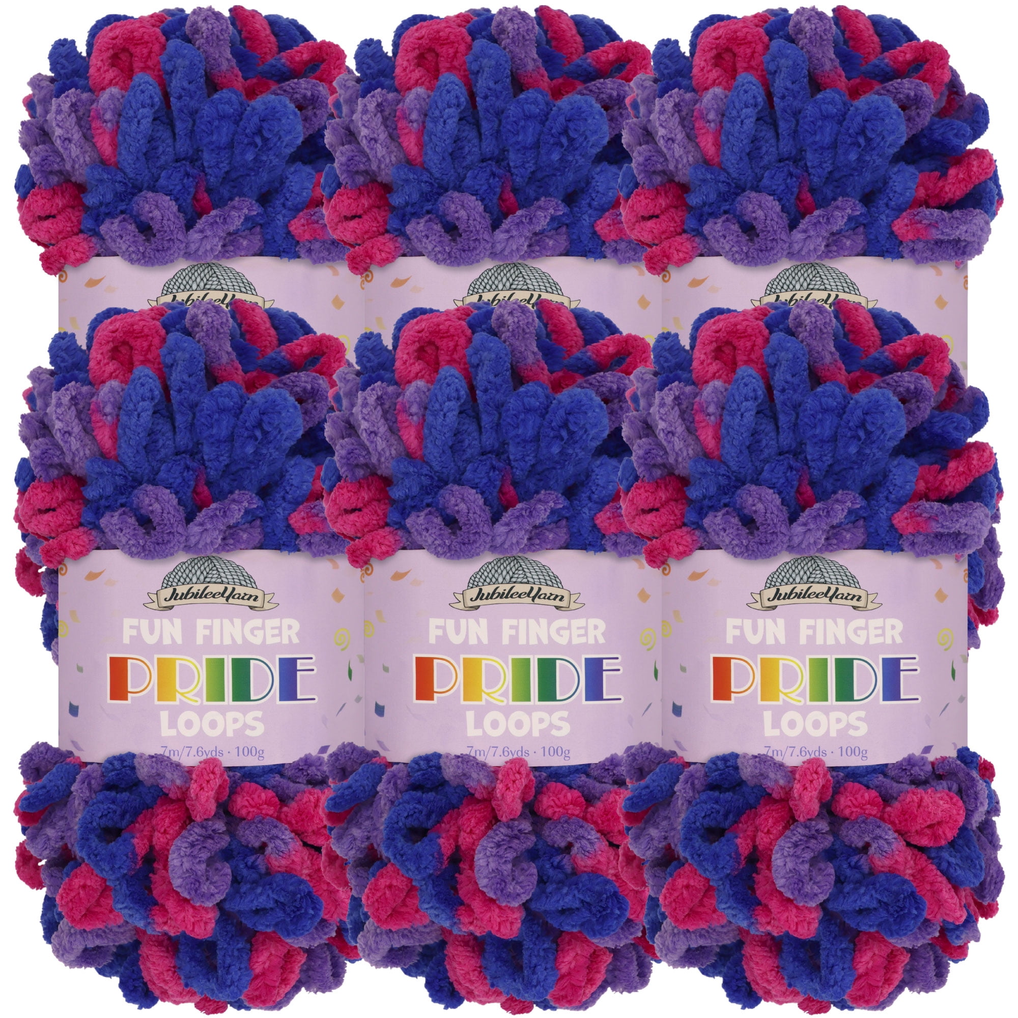 JubileeYarn Fun Finger Pride Loops Yarn - Jumbo Loop Yarn - 100g/Skein ...