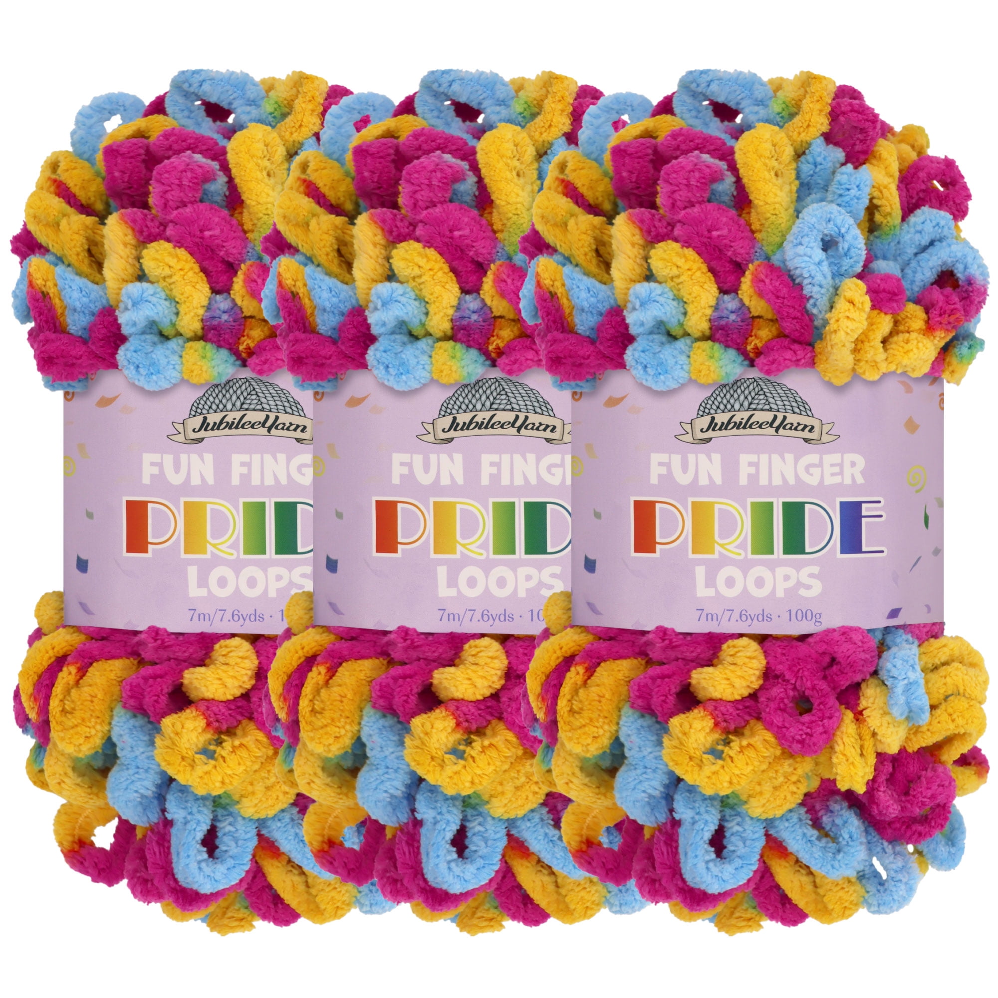 JubileeYarn Fun Finger Pride Loops Yarn - Jumbo Loop Yarn - 100g/Skein ...
