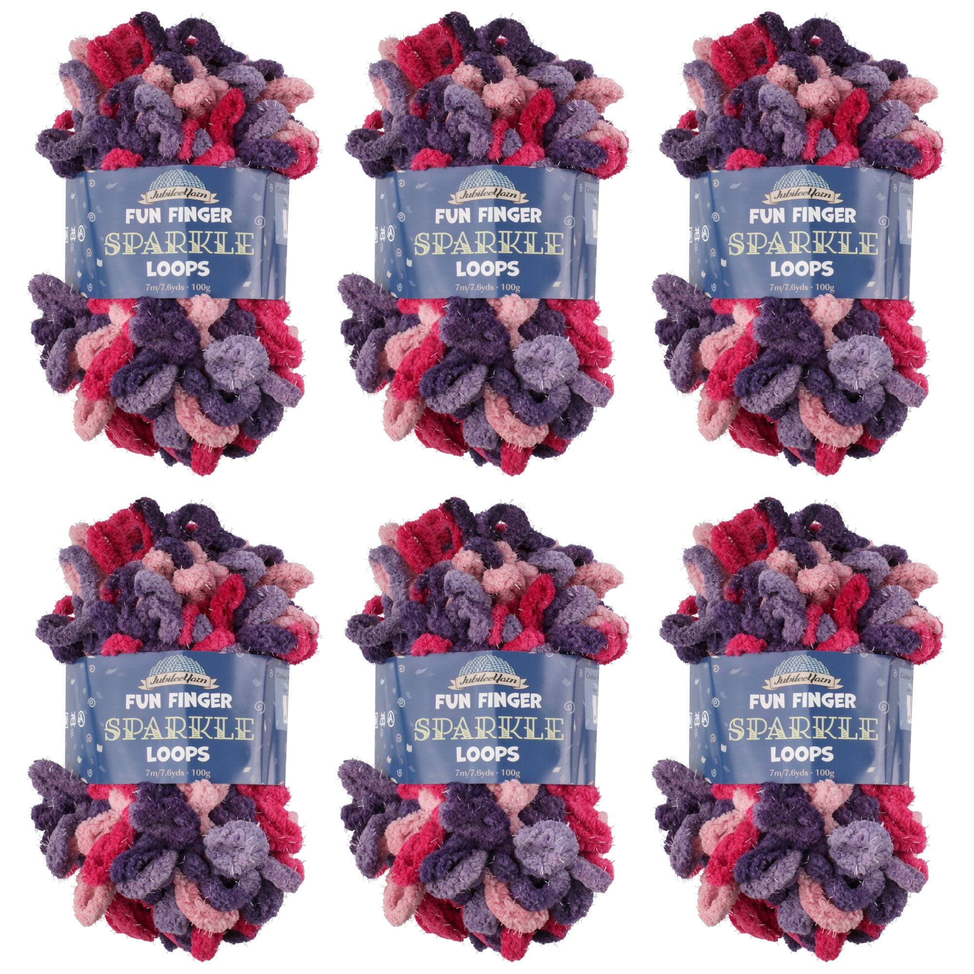 JubileeYarn Fun Finger Sparkle Loops Yarn - Polyester Jumbo Loop Yarn ...