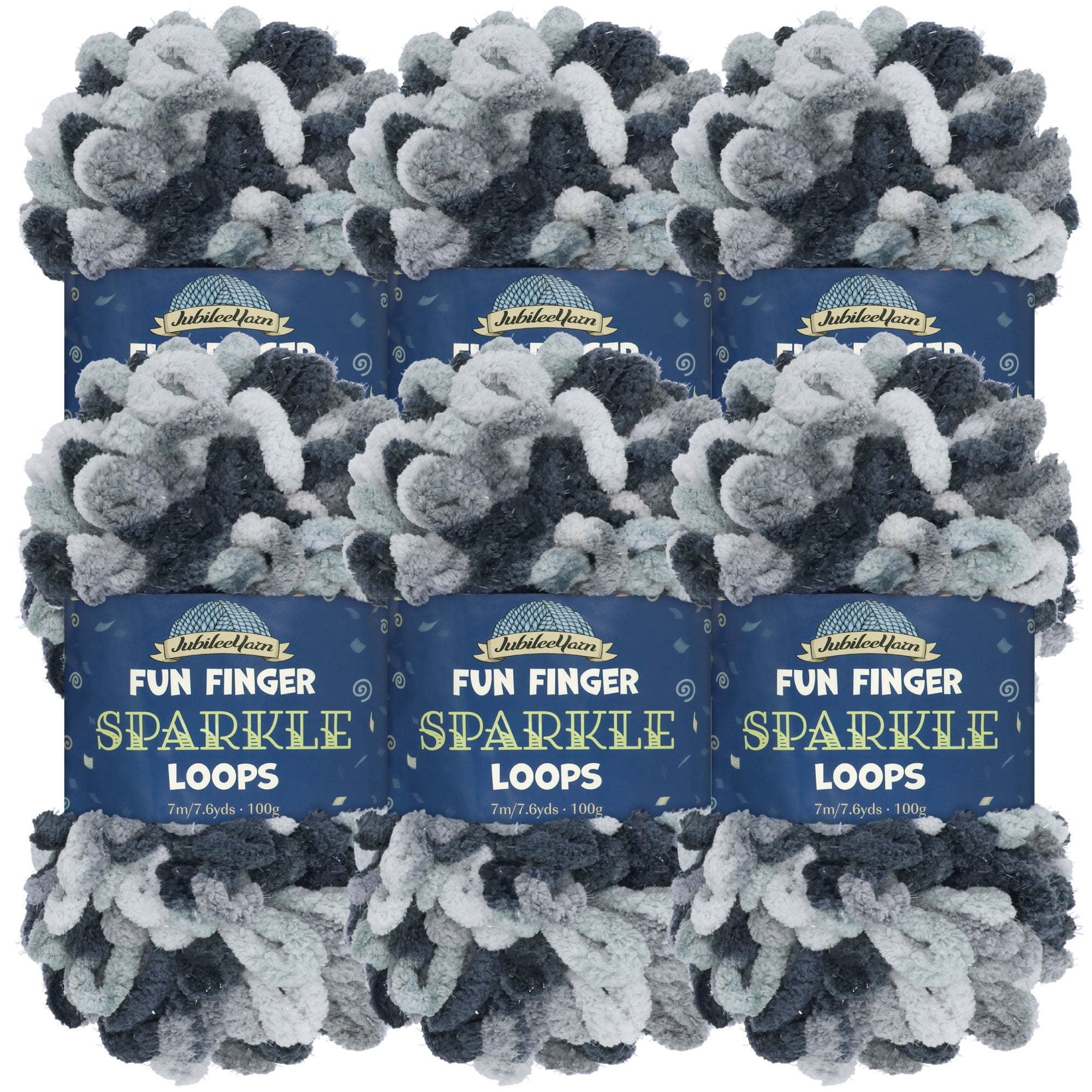 JubileeYarn Fun Finger Sparkle Loops Yarn - Polyester Jumbo Loop Yarn ...