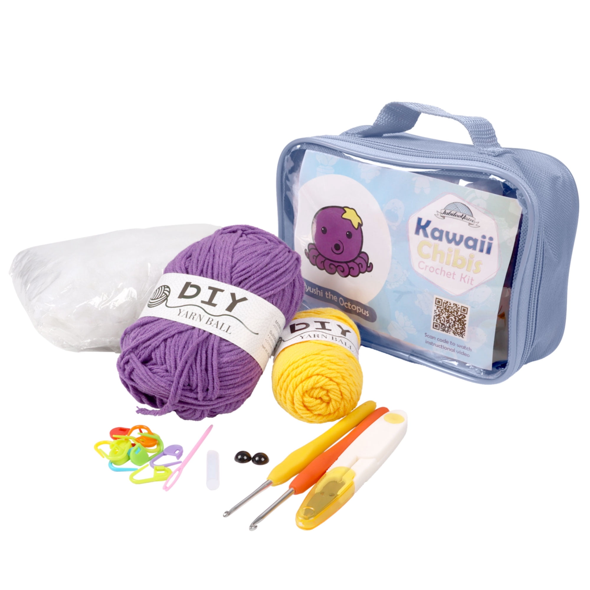 JubileeYarn Kawaii Chibis Crochet Kit - Ryushi the Octopus - Walmart.com
