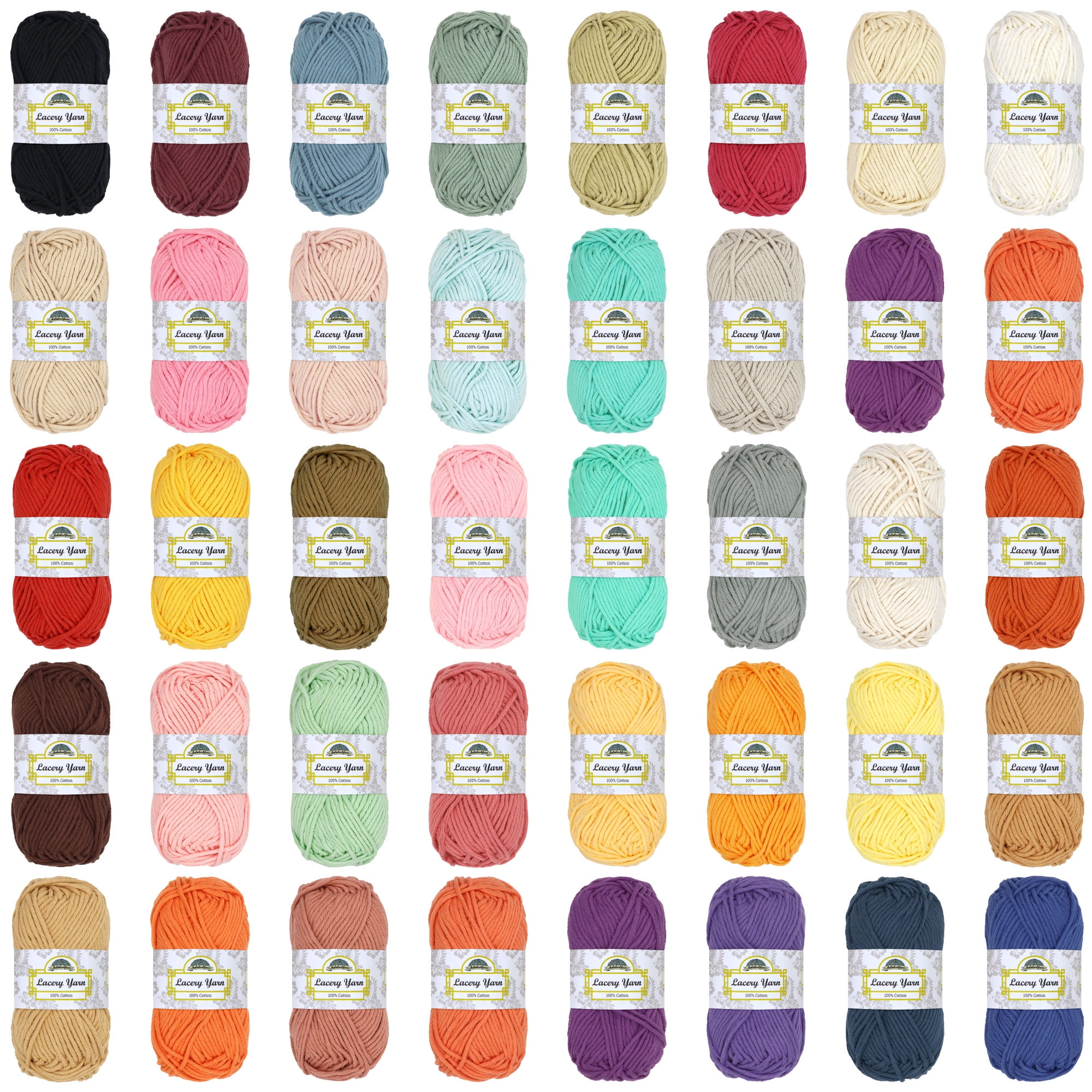 JubileeYarn Lacery Yarn - Chunky Cotton - 100g/Skein - Variety Pack - 8 ...