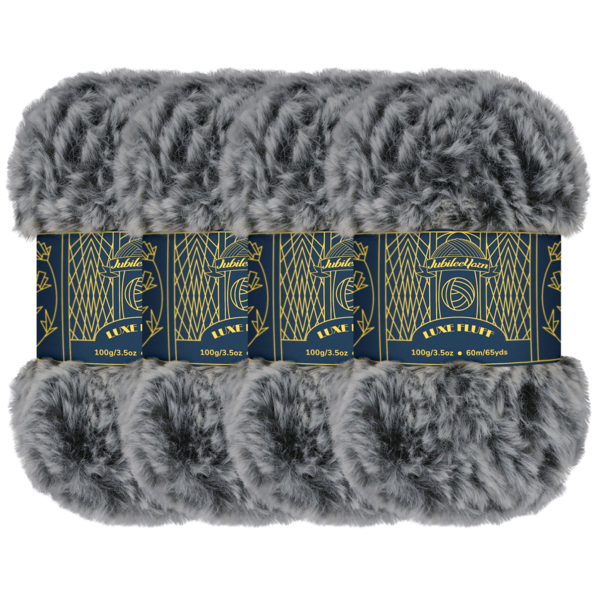 JubileeYarn Luxe Fluff Yarn - 100g/Skein Chunky Polyester Fur - Black ...