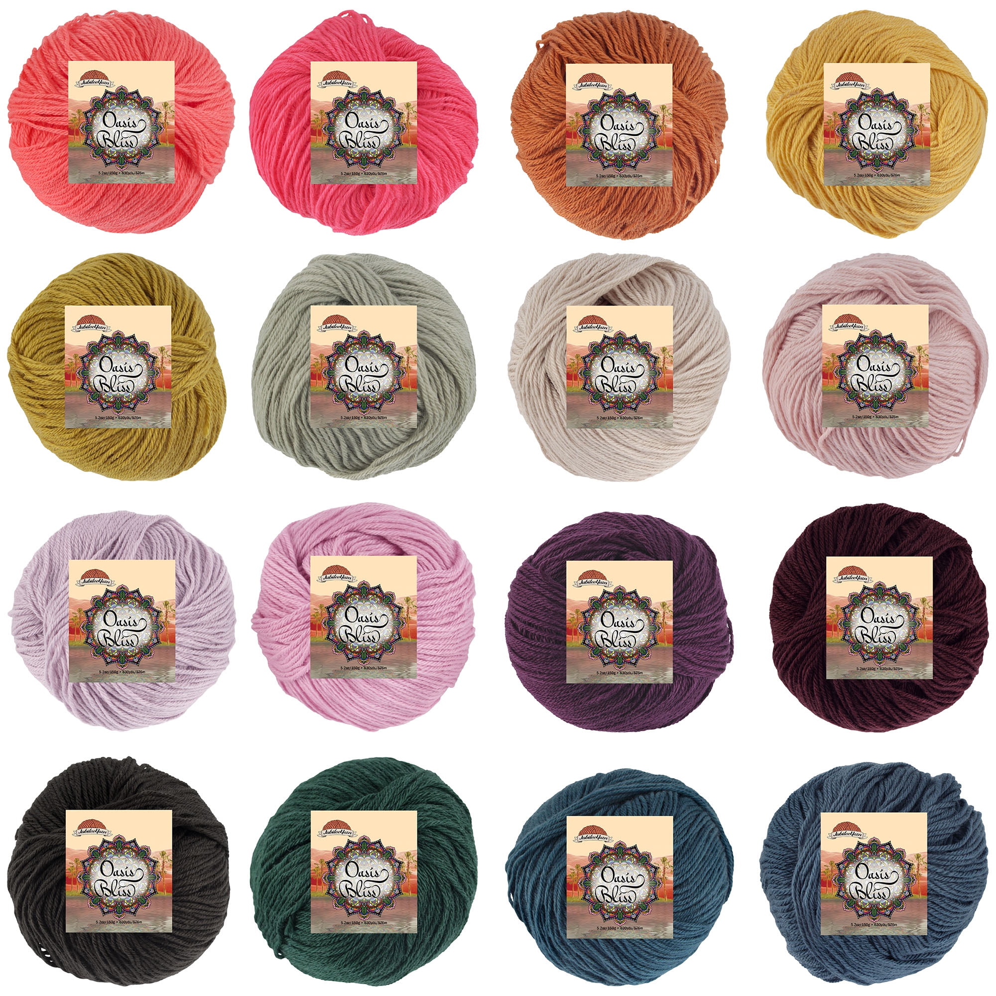 JubileeYarn Oasis Bliss Yarn - Baby Weight Acrylic Blend - 25g/Ball ...