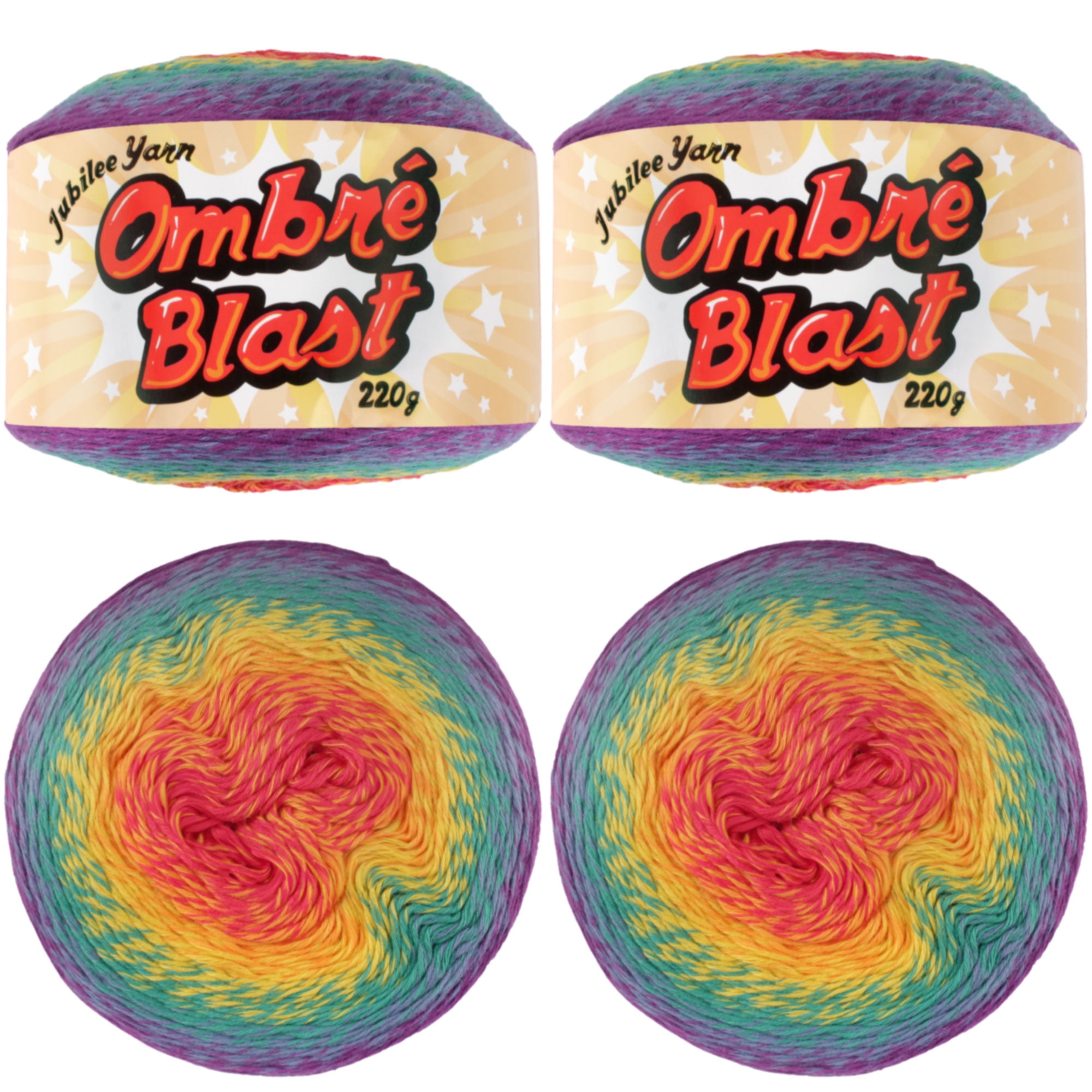 JubileeYarn Ombré Blast Yarn- Baby Weight - 220g/cake - Synthesis - 2 ...