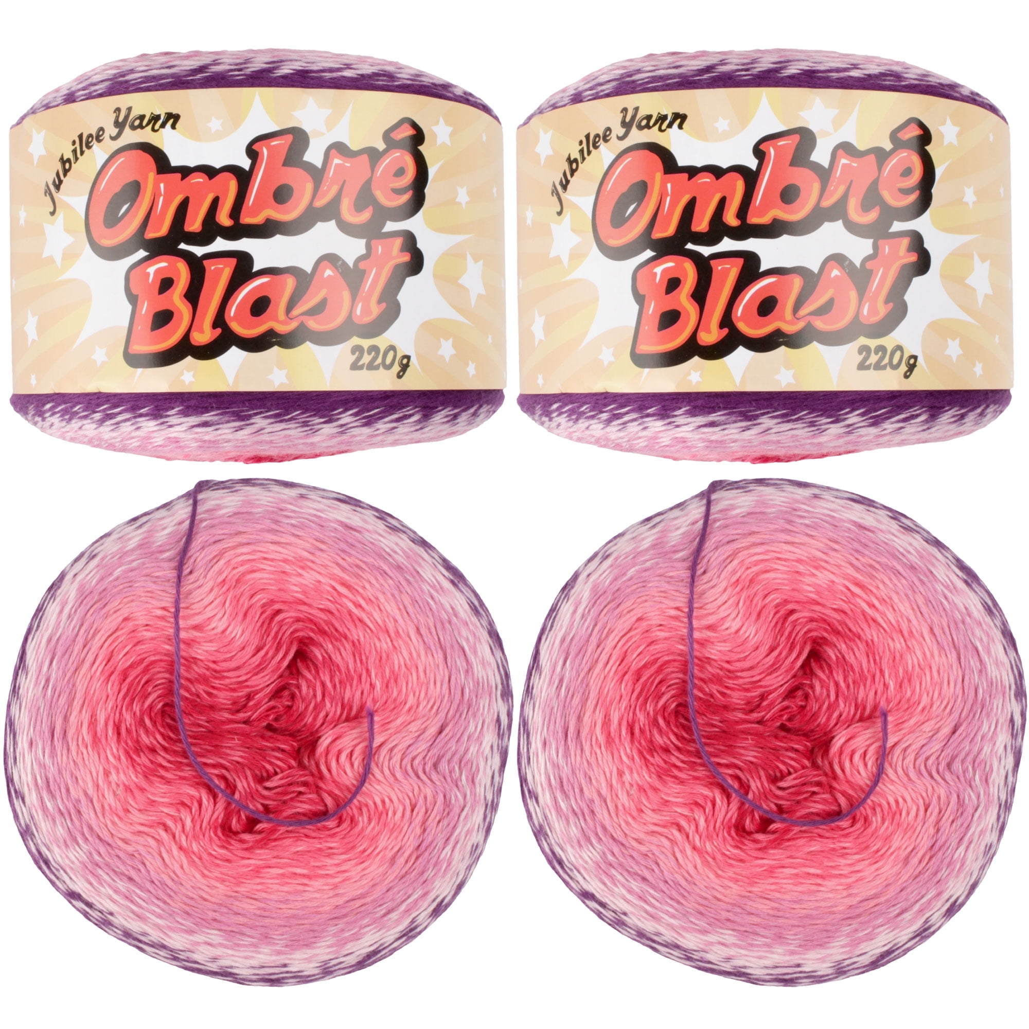 JubileeYarn Ombré Blast Yarn- Baby Weight Cotton - 220g/cake ...