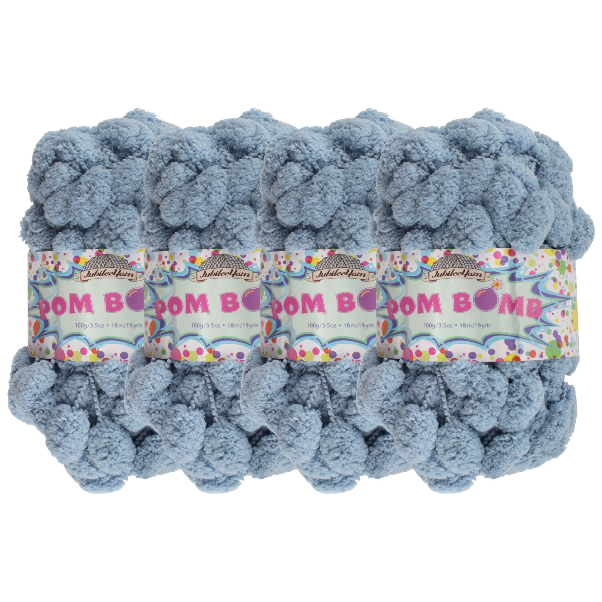 JubileeYarn Pom Bomb Yarn - Super Bulky Polyester - Sonic Blast - 4 ...
