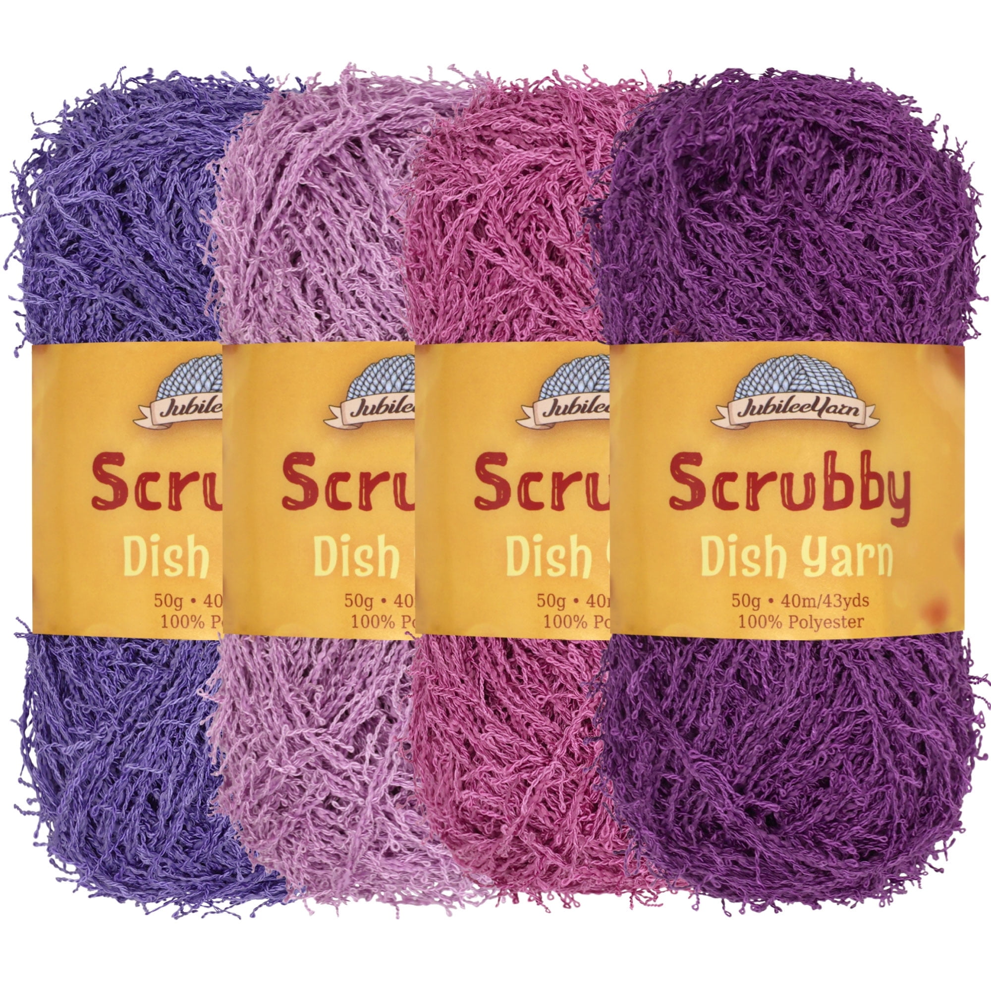 BambooMN Scrubby Dish Yarn, 4 Skeins, Polyester, 50g Each, Purple ...