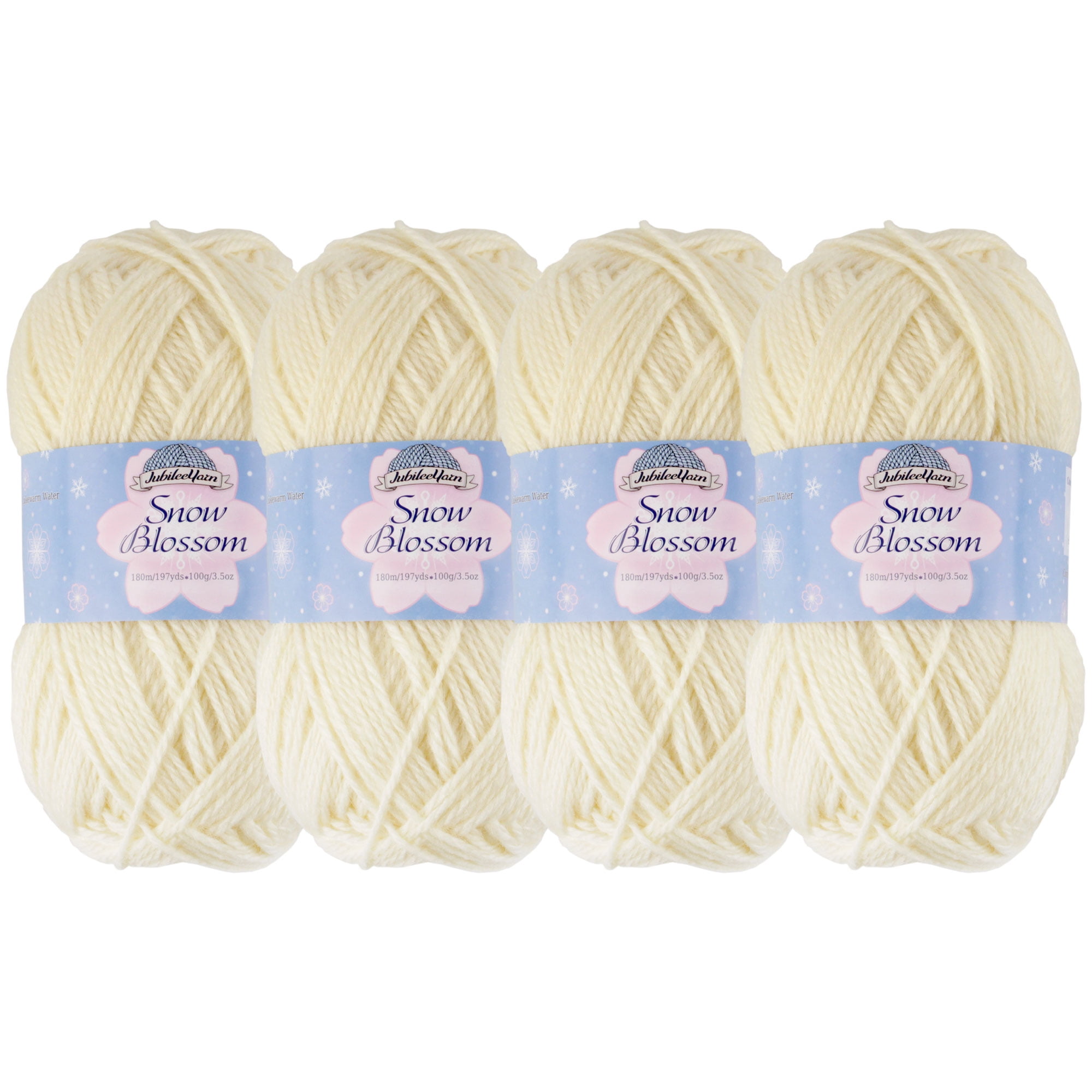 JubileeYarn Snow Blossom Yarn - DK Superwash Wool - French Vanilla - 4 ...