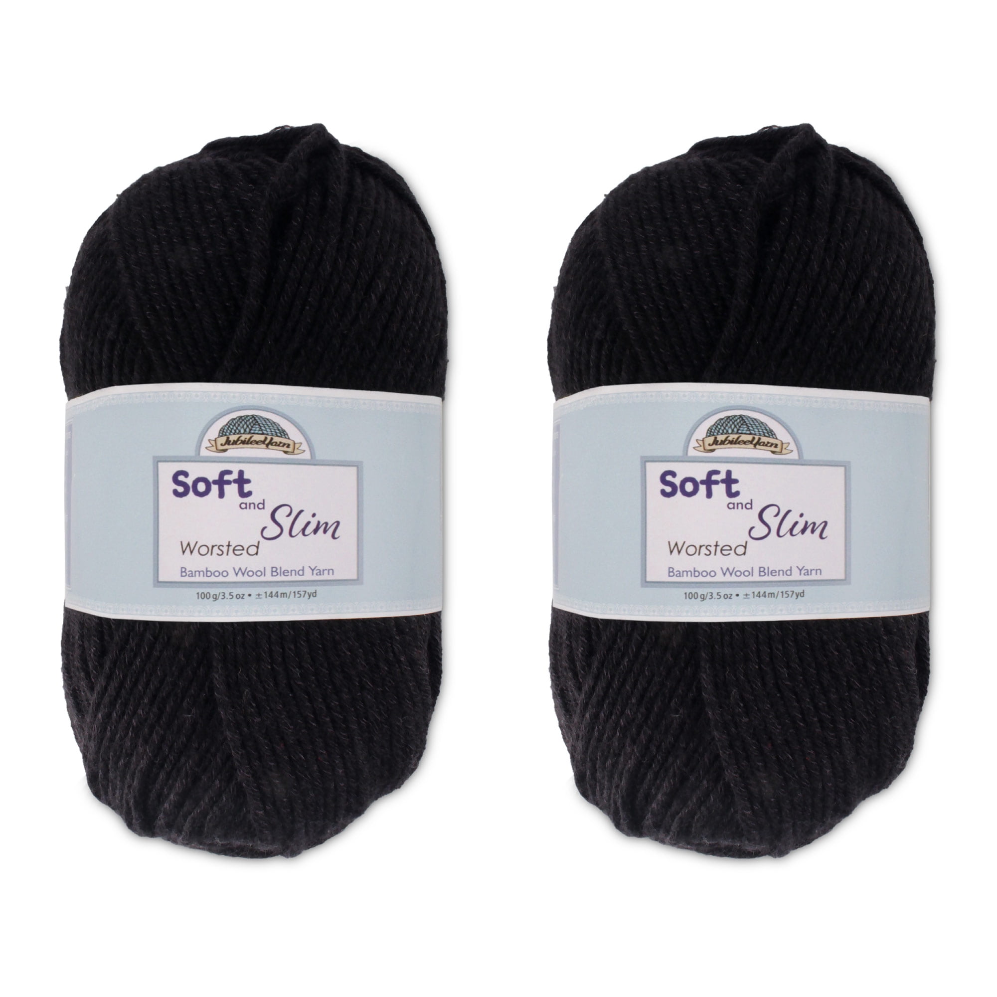 JubileeYarn Soft and Slim Worsted Bamboo Wool Blend Yarn - Tuxedo Black ...