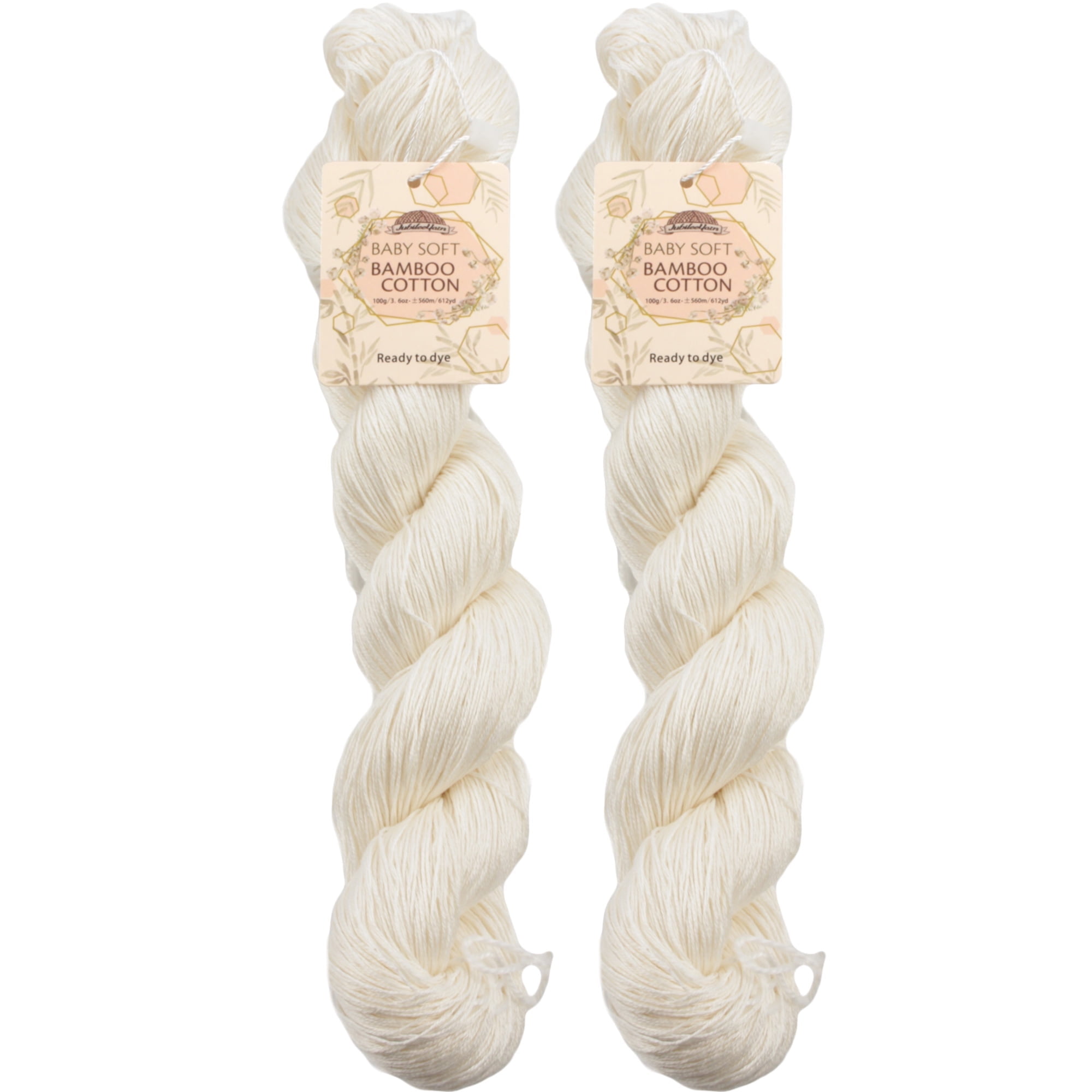 JubileeYarn Undyed Baby Soft Bamboo Cotton Yarn - 100g/Hank - 2 Hanks ...