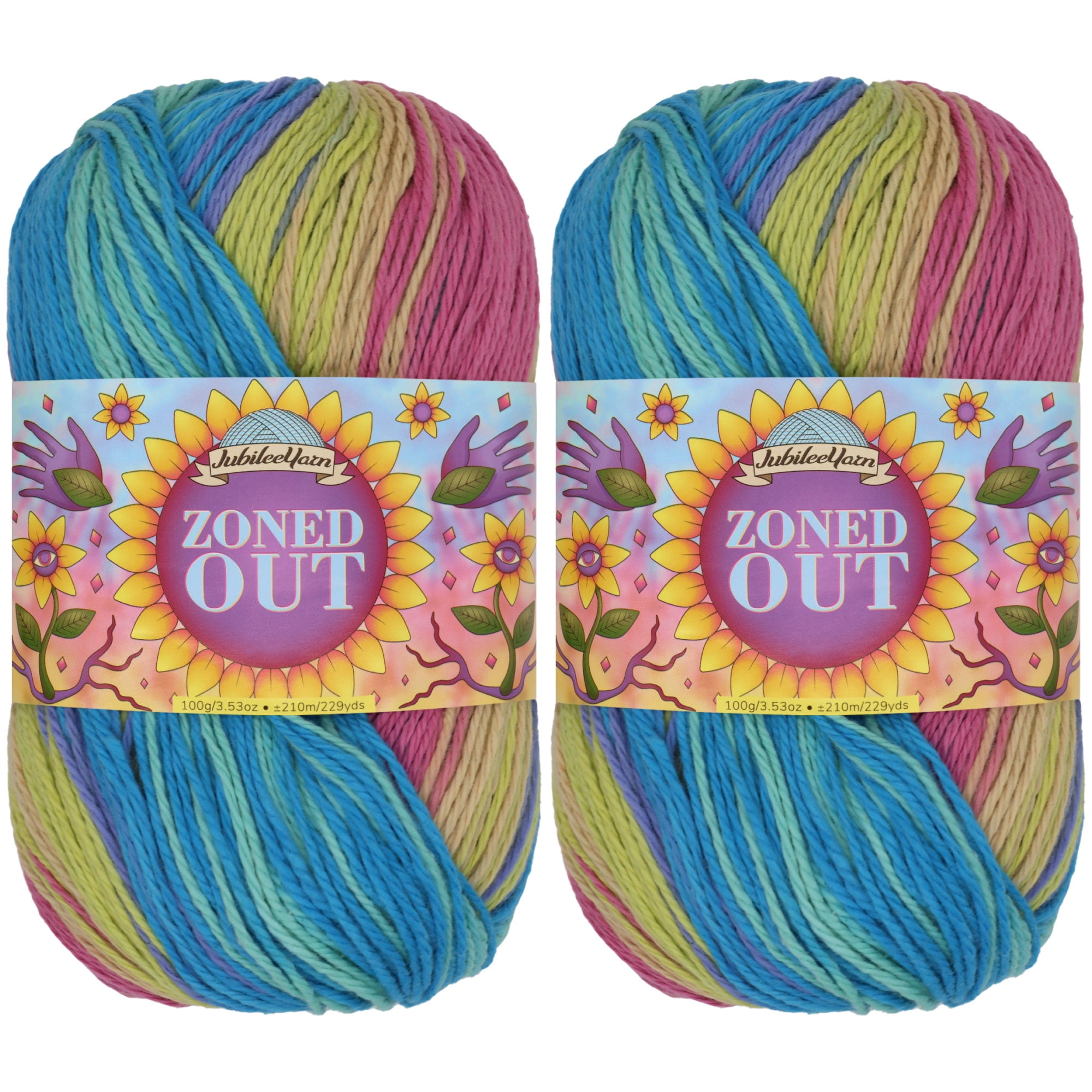 JubileeYarn Zoned Out Yarn - 100g/Skein DK Cotton - Magical - 2 Skeins ...