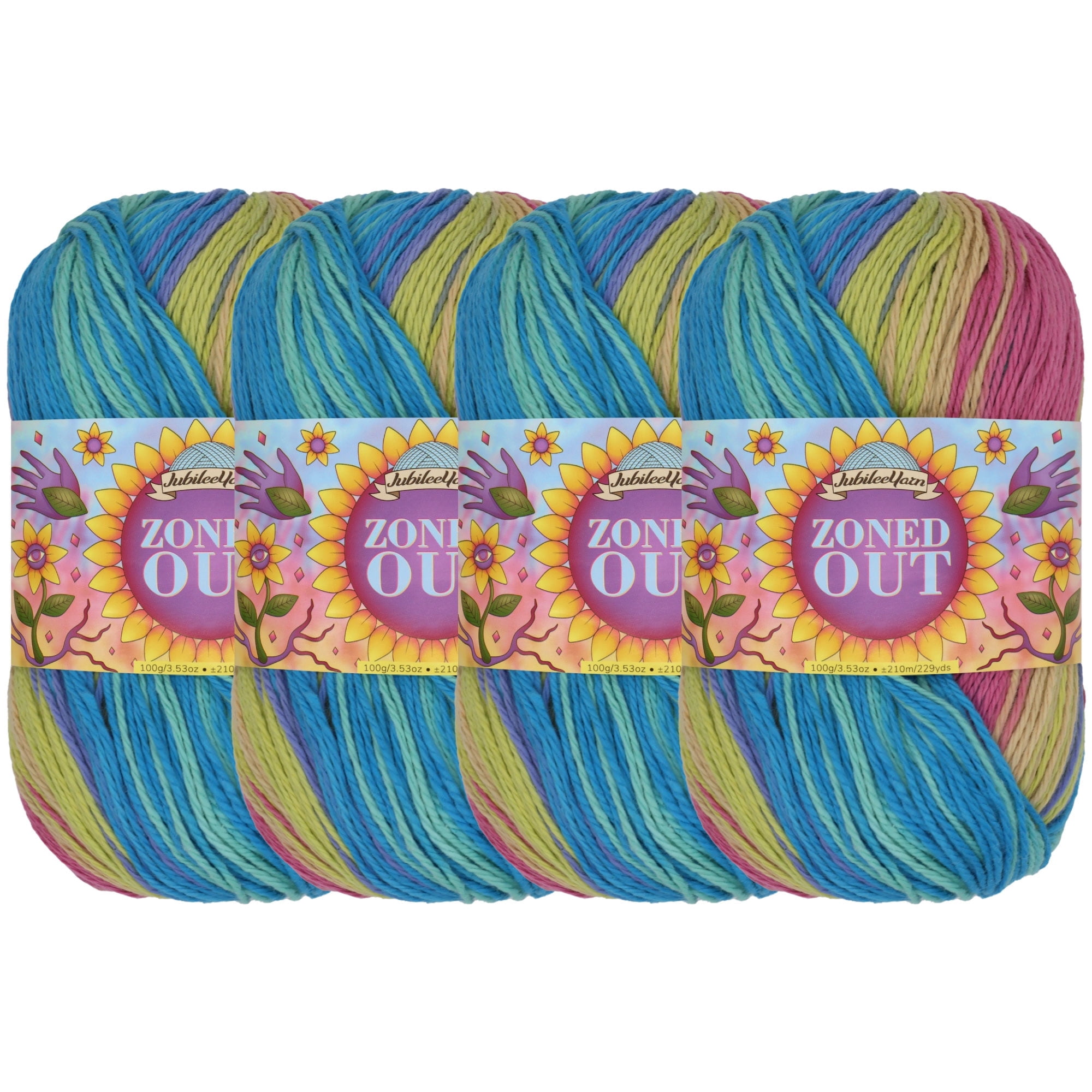 JubileeYarn Zoned Out Yarn - 100g/Skein DK Cotton - Magical - 4 Skeins ...