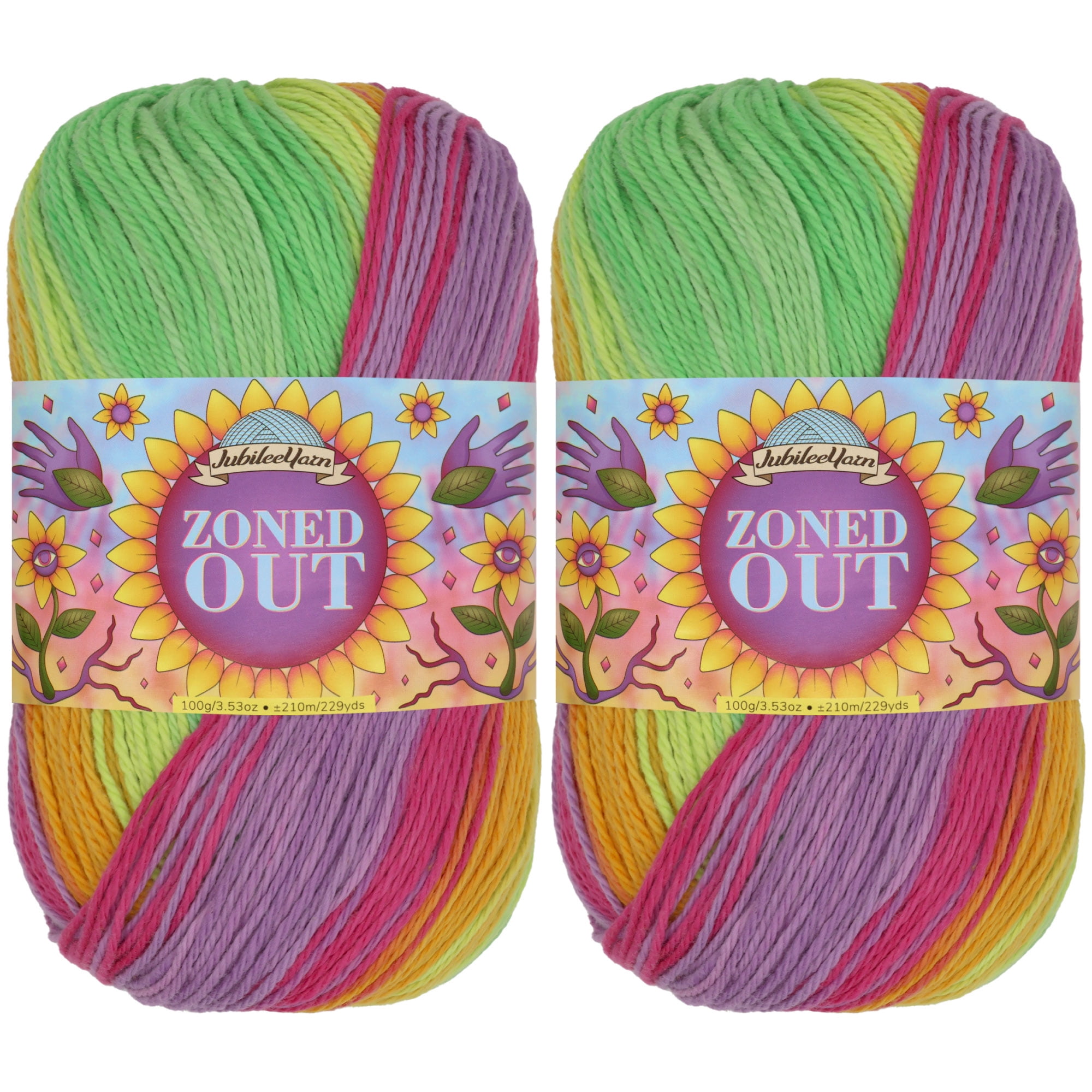 JubileeYarn Zoned Out Yarn - 100g/Skein DK Cotton - Paradox - 2 Skeins ...
