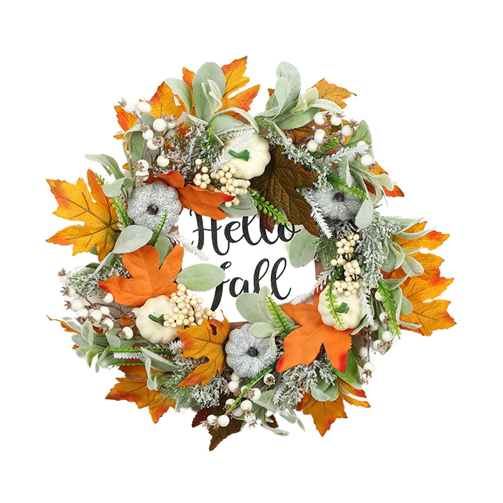 Jubipavy Garland Pumpkin Wreath Maple Leaves And Sunflowers Wreath ...