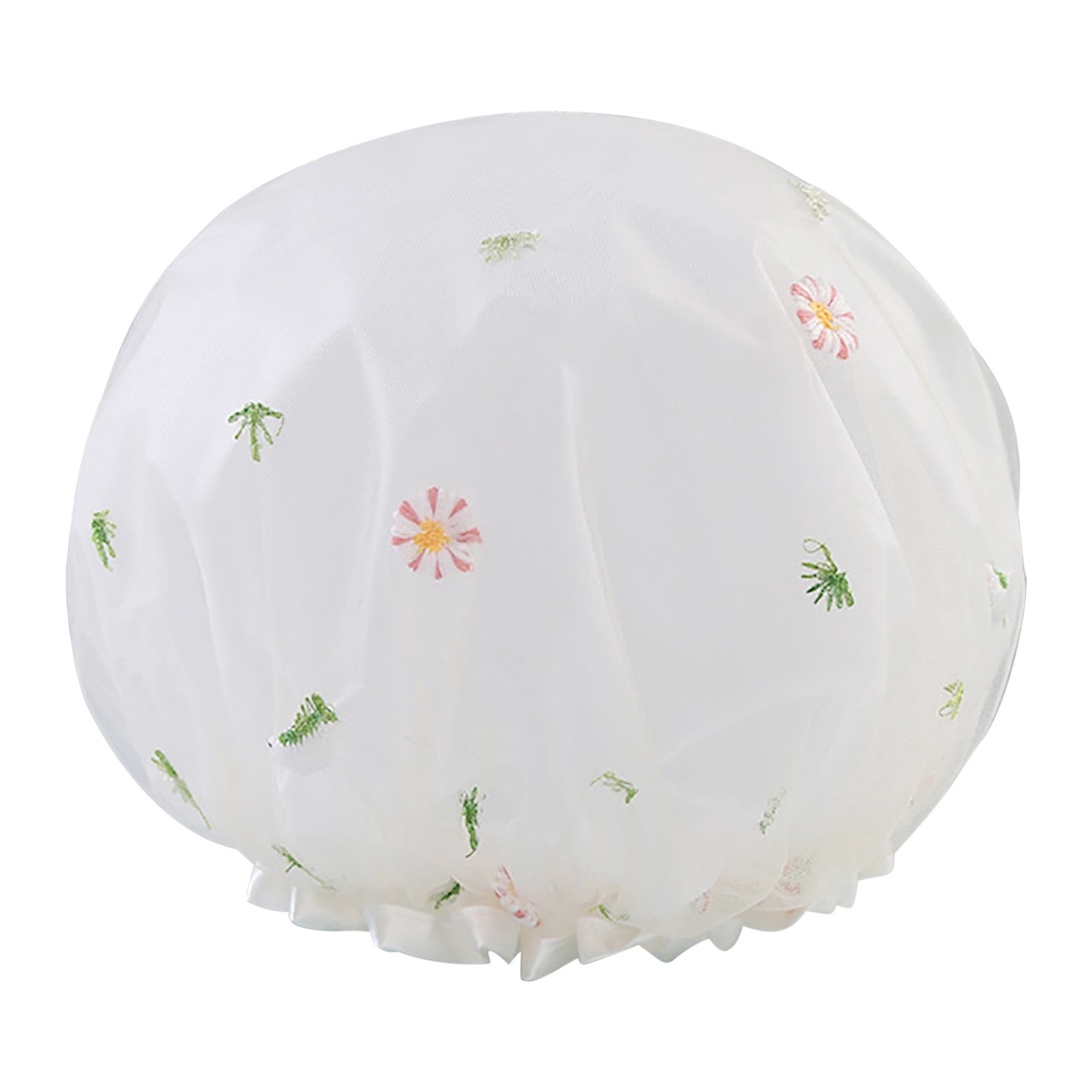 Jubipavy Shower Cap Double Layer Lace Hair Cap Reusable Plastic Elastic ...
