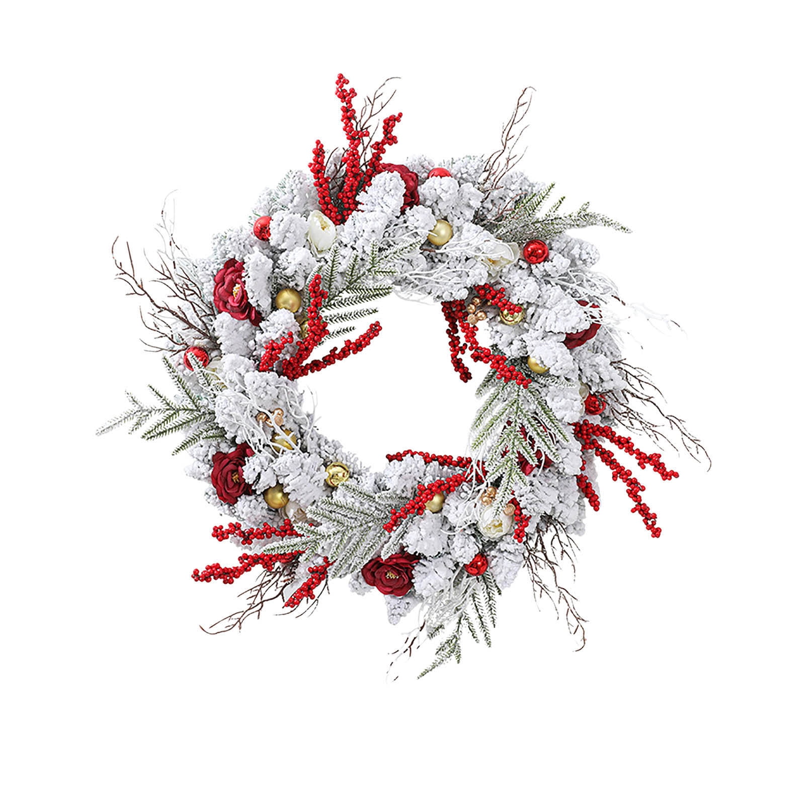 Jubipavy Wreath Flower Garlands Wreaths for Front Door Christmas Red ...