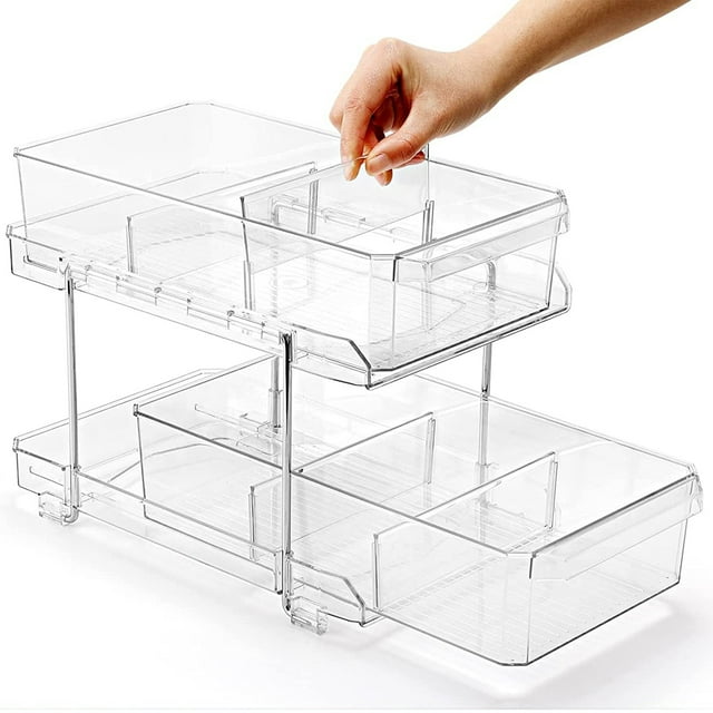 Jubor Under Sink Organizers and Storage 2 Tier Clear Organizer with ...