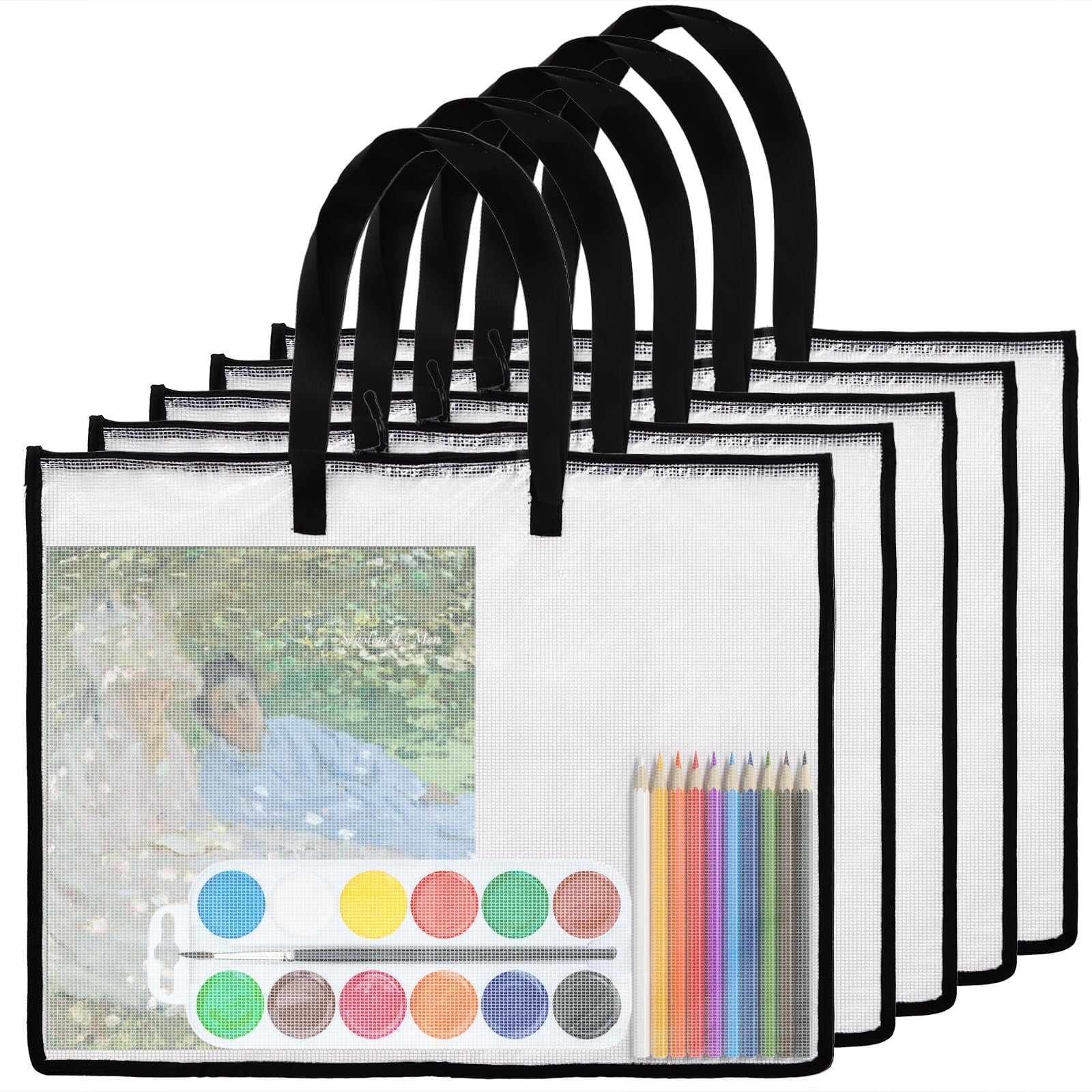 Jucoan 5 Pack 19x25 Art Portfolio Bags, Large Clear Portfolio Folder ...