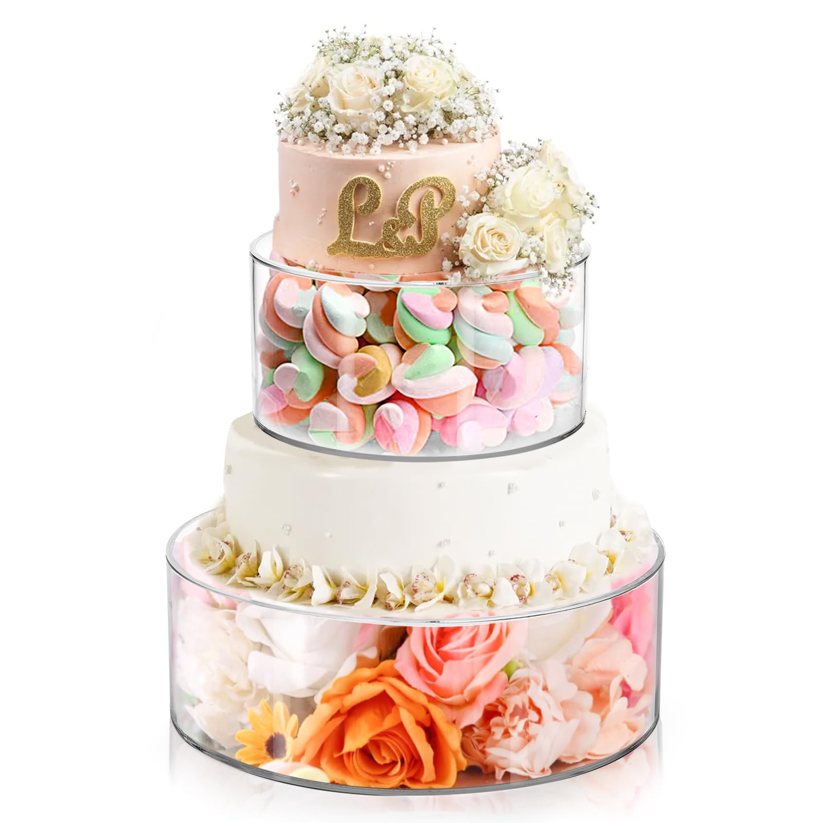 Jucoan Set of 2 Clear Acrylic Fillable Cake Cake Tier Display Stand ...