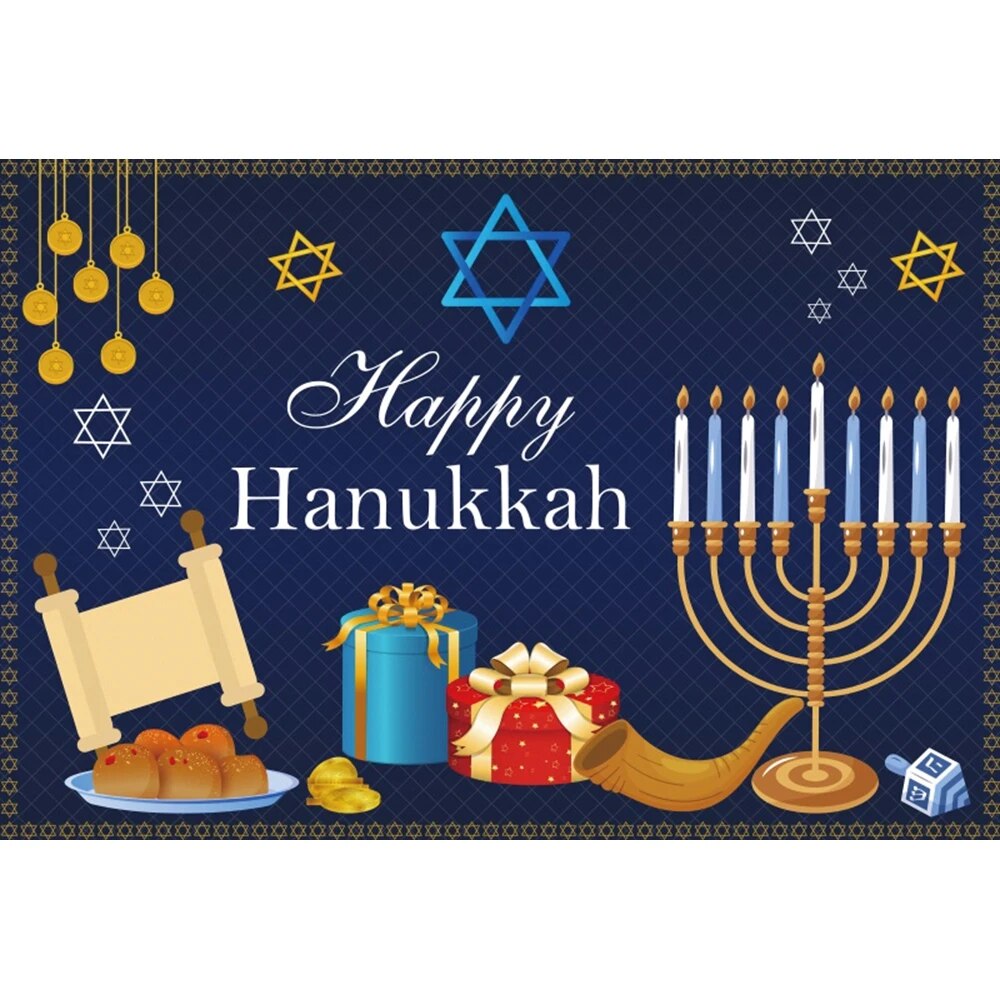 Judaism Happy Hanukkah Backdrop Jewish Jesus Passover Candlestick Party ...