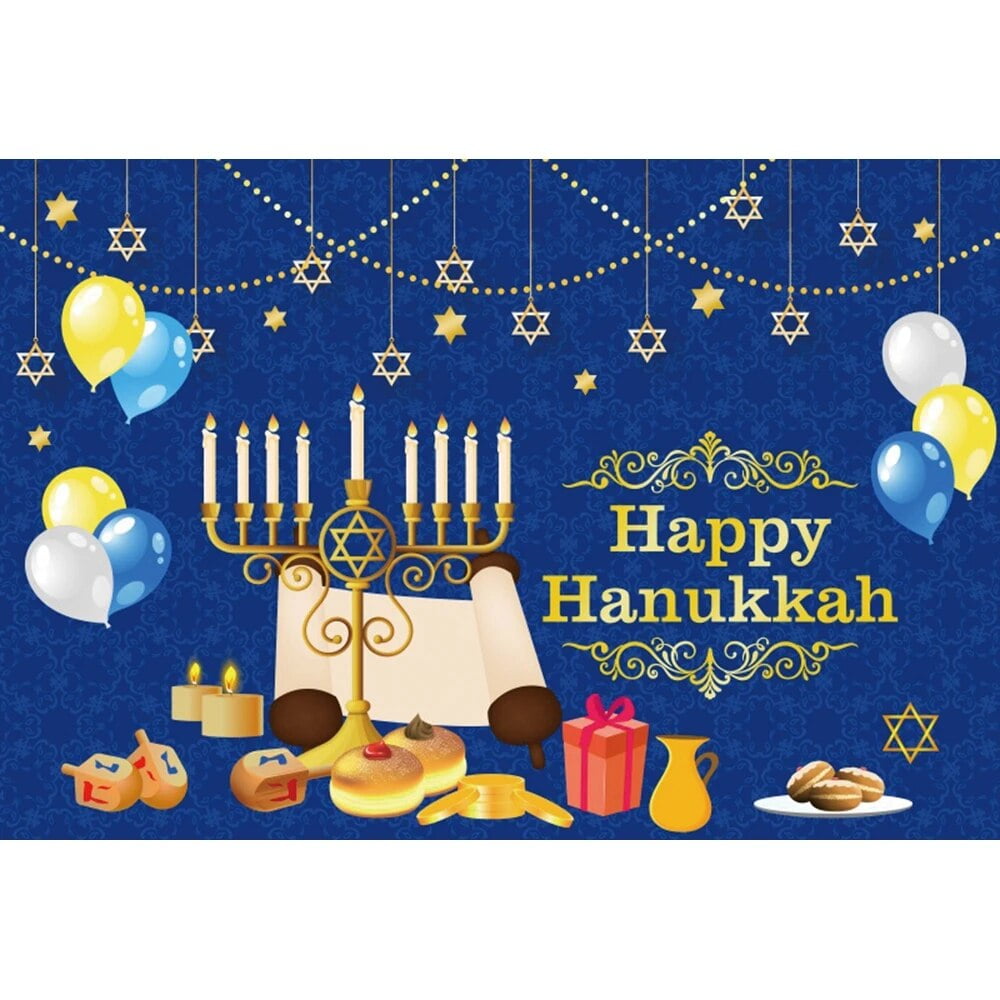Judaism Happy Hanukkah Backdrop Jewish Jesus Passover Candlestick Party ...