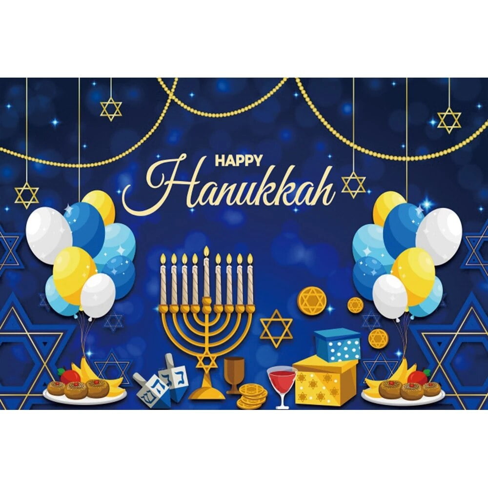 Judaism Happy Hanukkah Backdrop Jewish Jesus Passover Candlestick Party ...