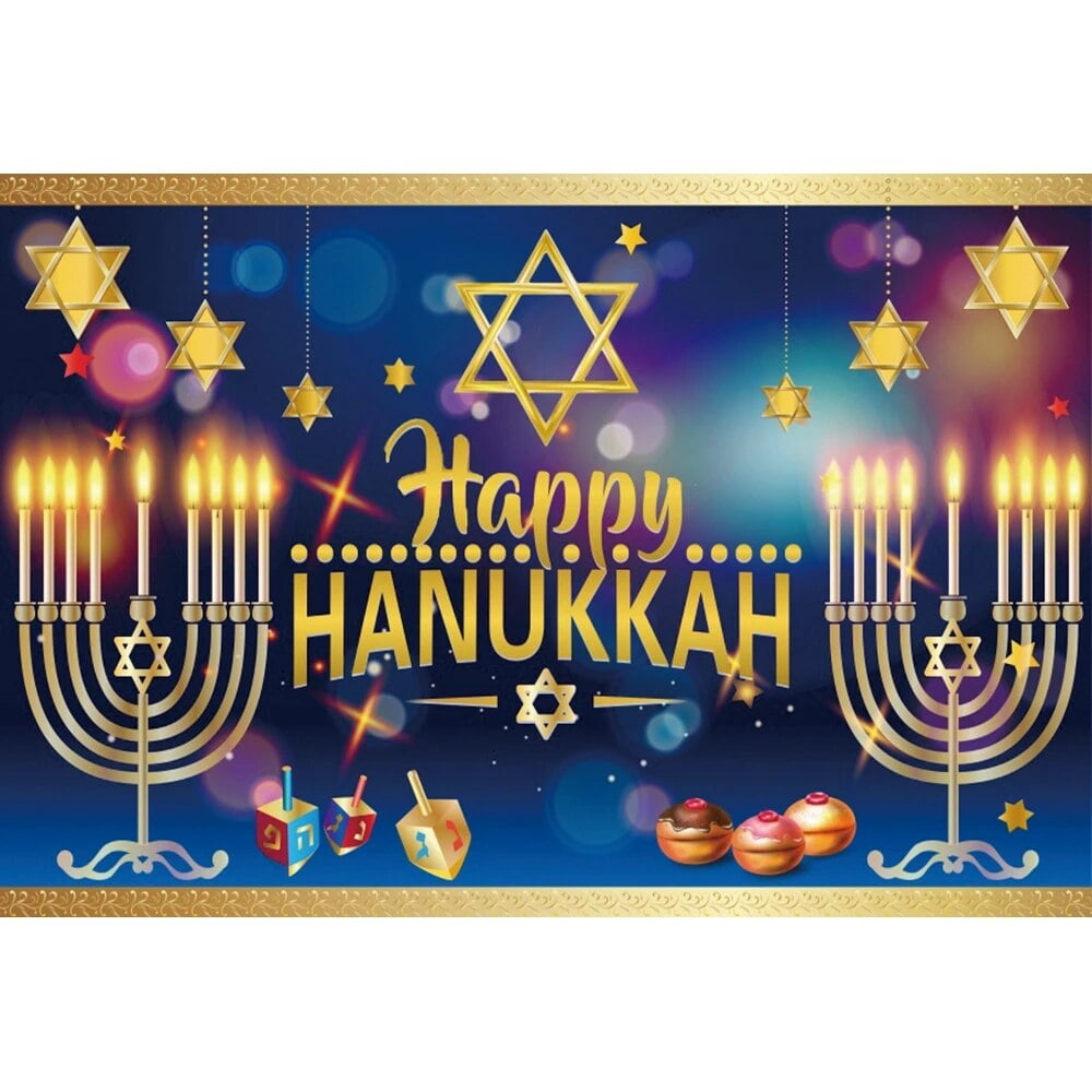 Judaism Happy Hanukkah Backdrop Jewish Jesus Passover Candlestick Party ...