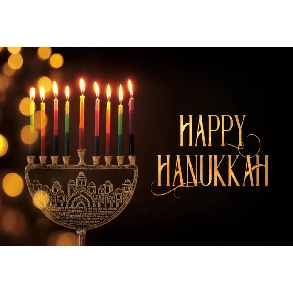 Judaism Happy Hanukkah Backdrop Jewish Jesus Passover Candlestick Party ...