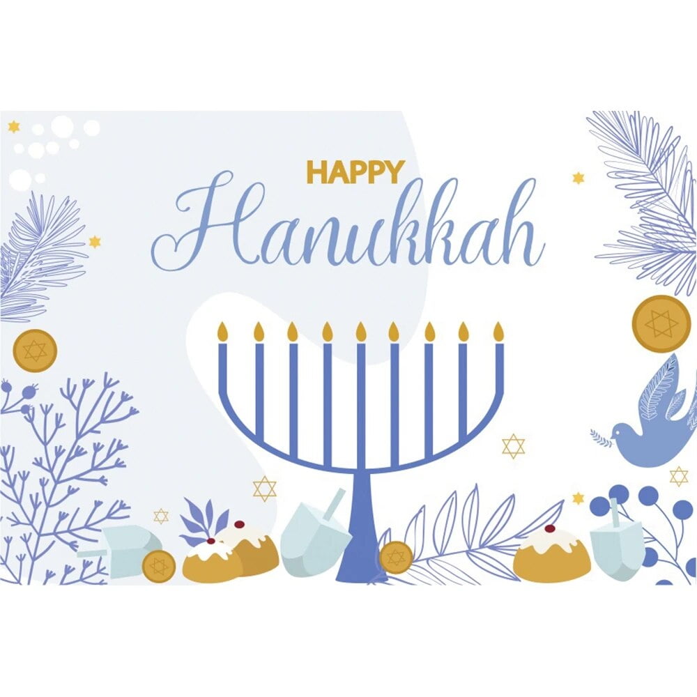 Judaism Happy Hanukkah Backdrop Jewish Jesus Passover Candlestick Party ...