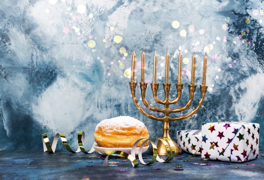 Judaism Happy Hanukkah Backdrop Photography Jewish New Year Candlestick ...