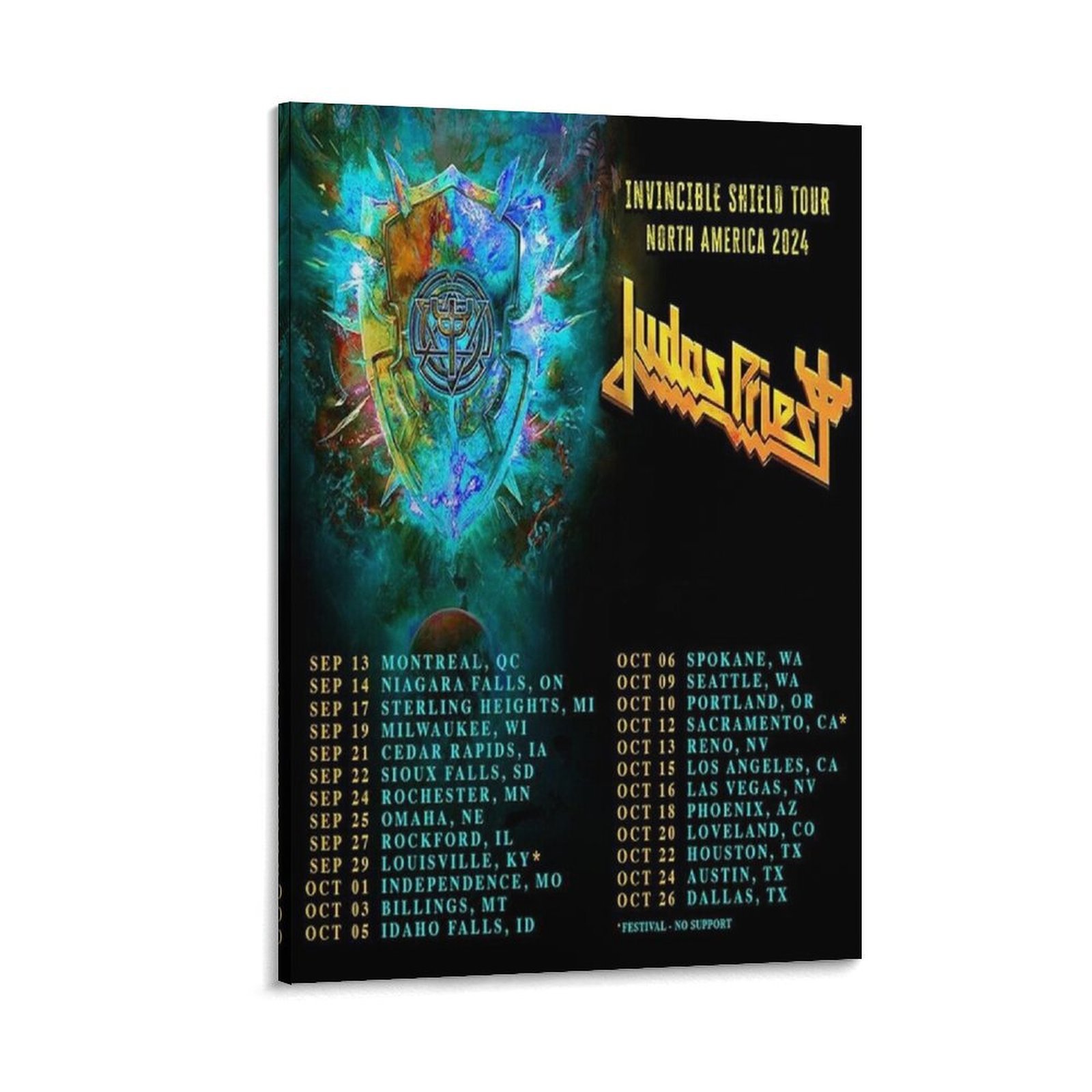 Judas Priest Invincible Shield Tour Print Photo Art Painting Canvas ...