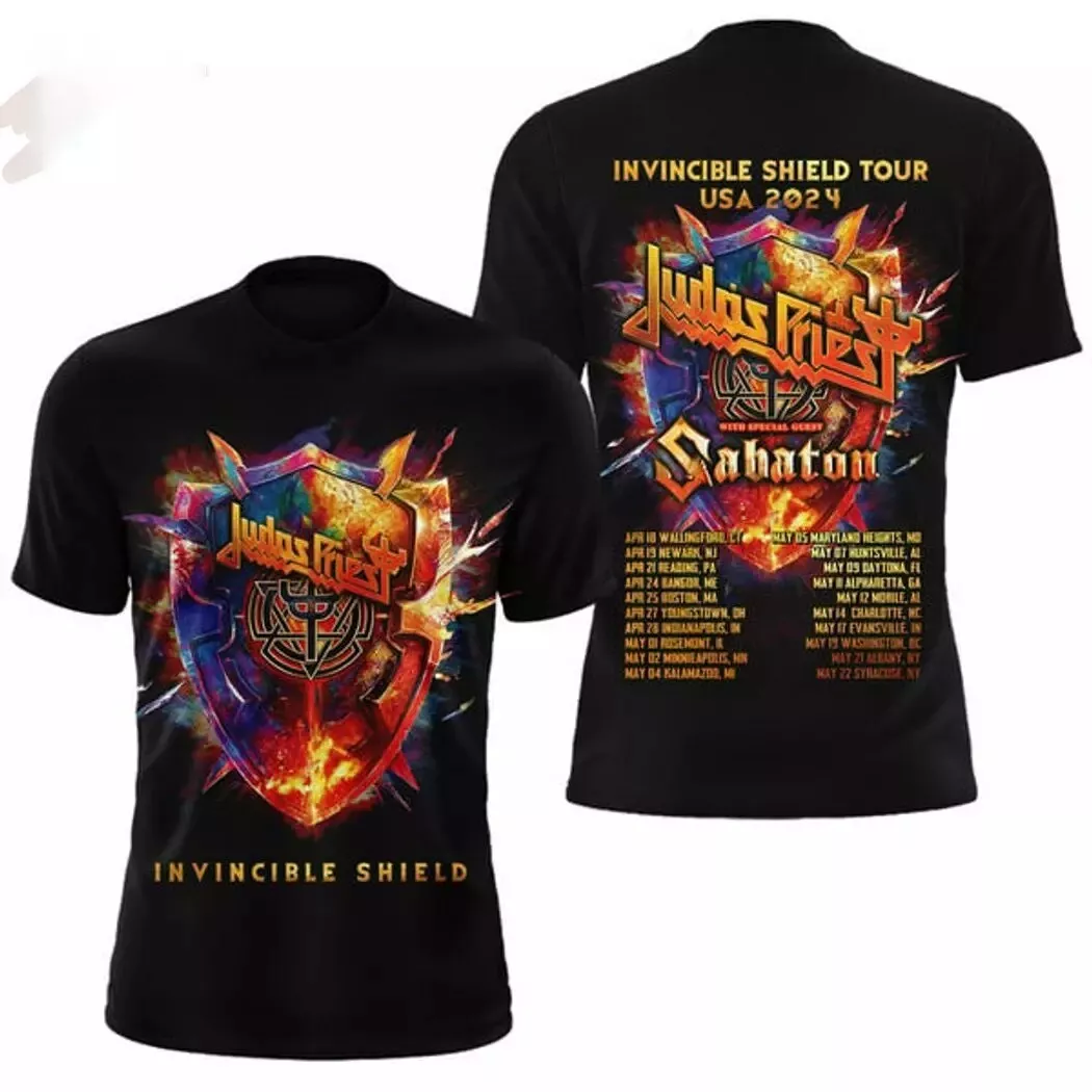 Judas Priest’s Invincible Shield Tour USA 2024 Featuring Sabaton Shirt ...