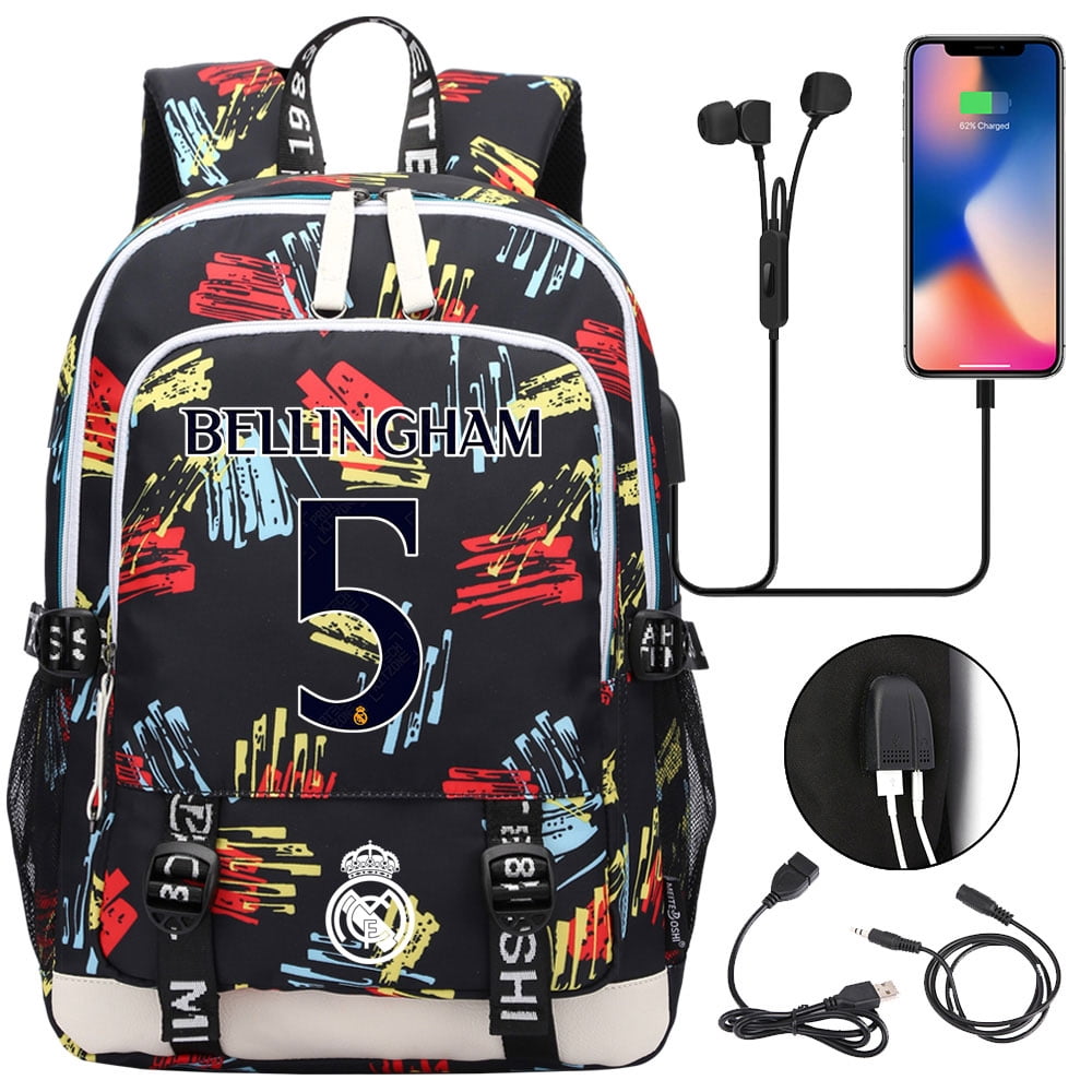 Jude Bellingham Kids Cartoon Backpack - Double-Sided Pockets, Large ...