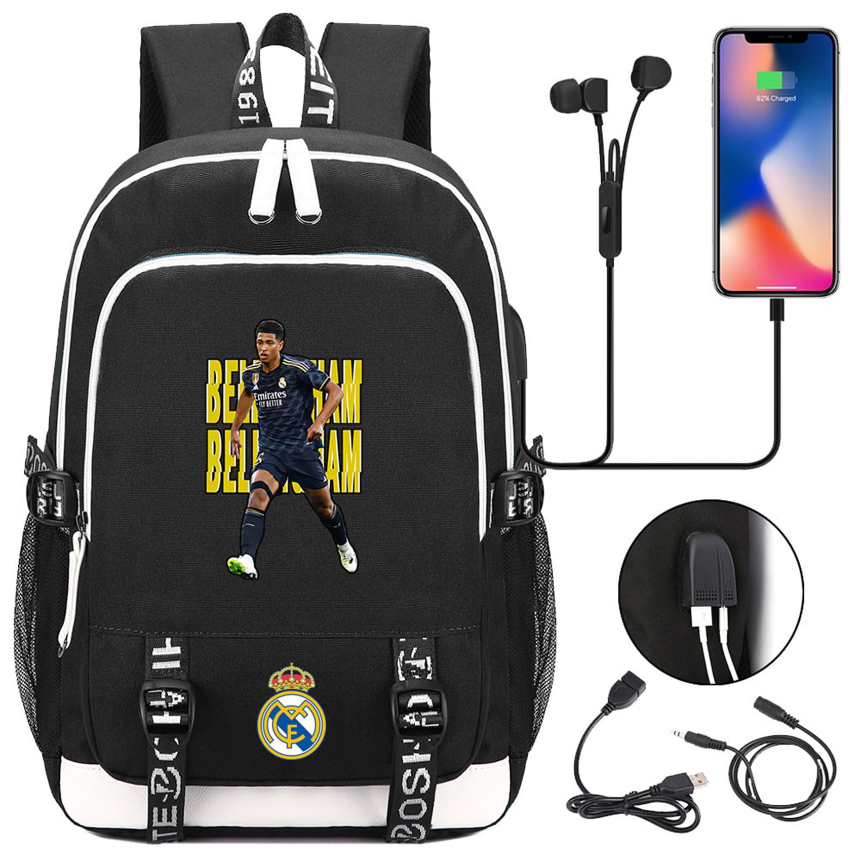 Jude Bellingham Multifunction Backpack with USB Charging Port-Back to ...